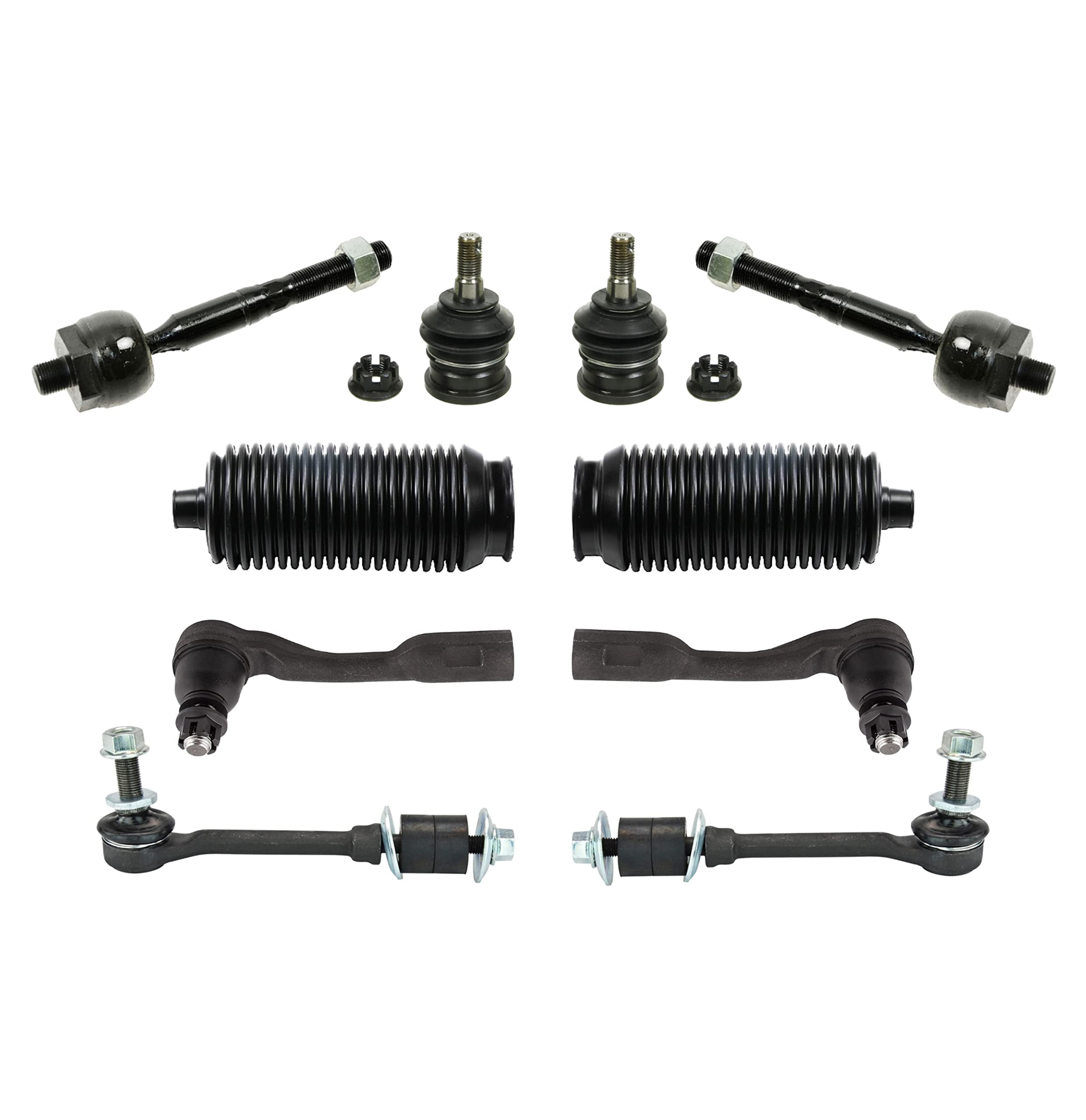PartsW - 10 Pc Front Upper Ball Joints, Outer & Inner Tie Rod Ends with ...