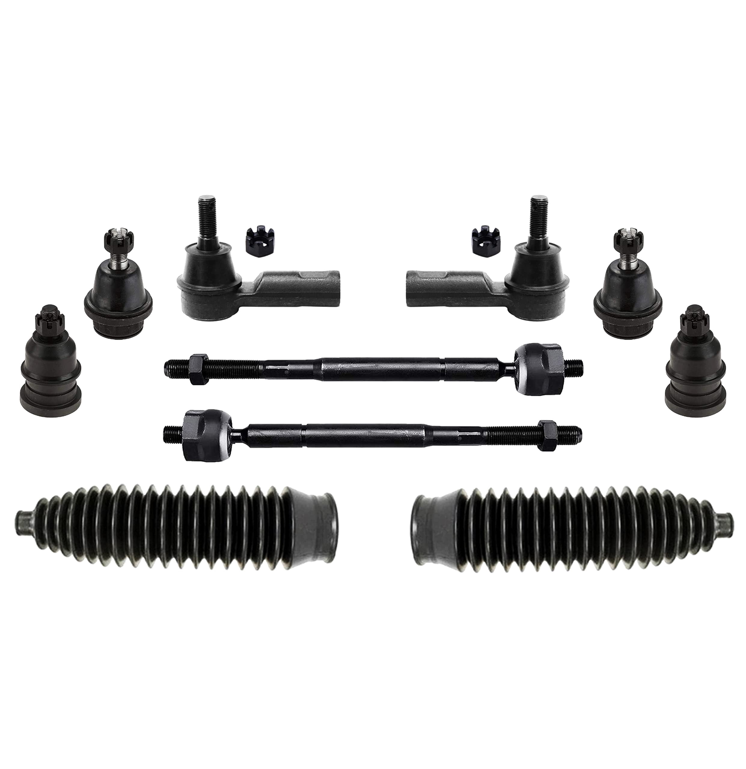 PartsW - 10 Pc Front Upper & Lower Ball Joints, Outer & Inner Tie Rod ...