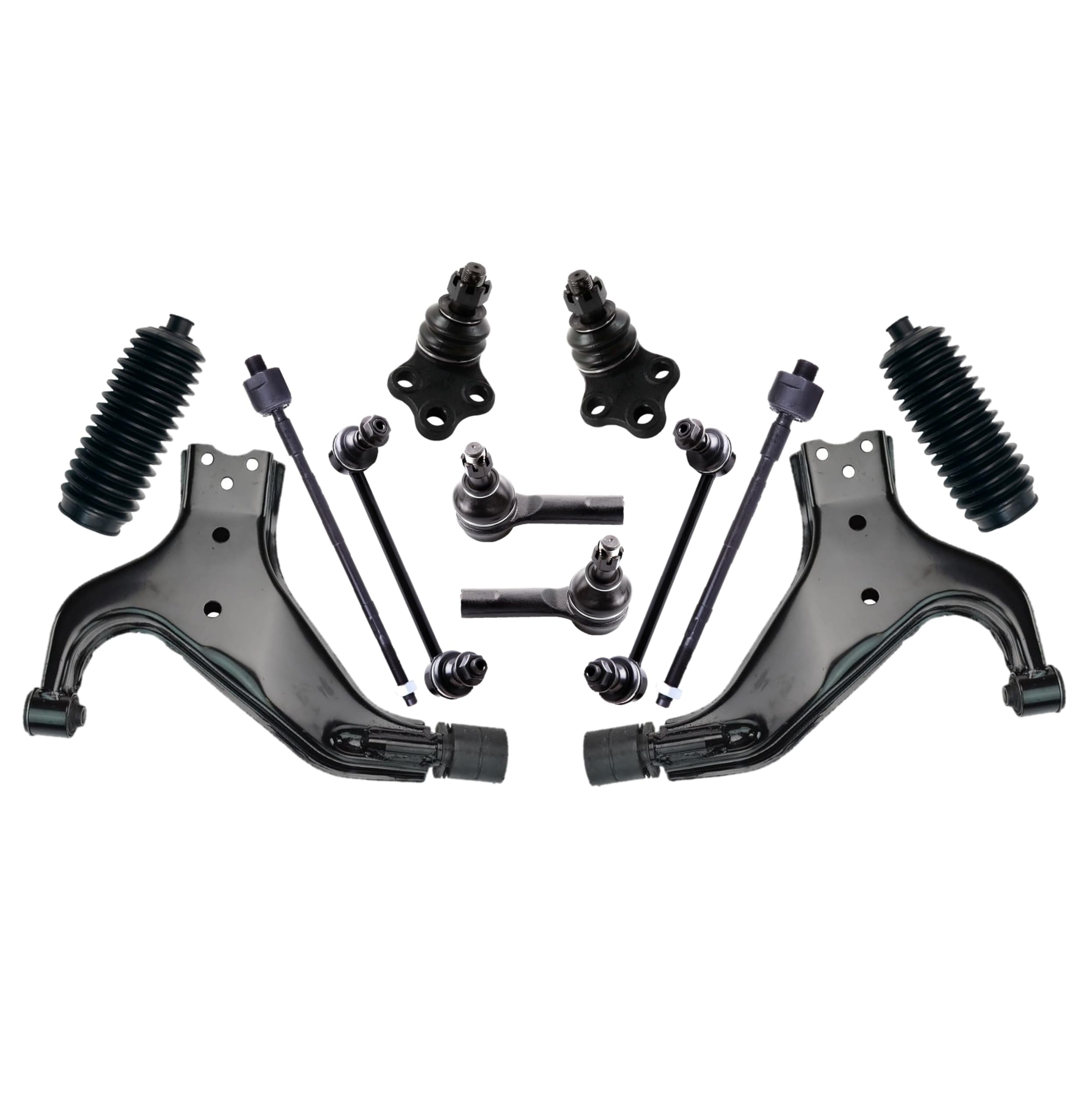 PartsW - 12 Pc Front Lower Control Arms Ball Joints Inner Outer Tie Rod ...