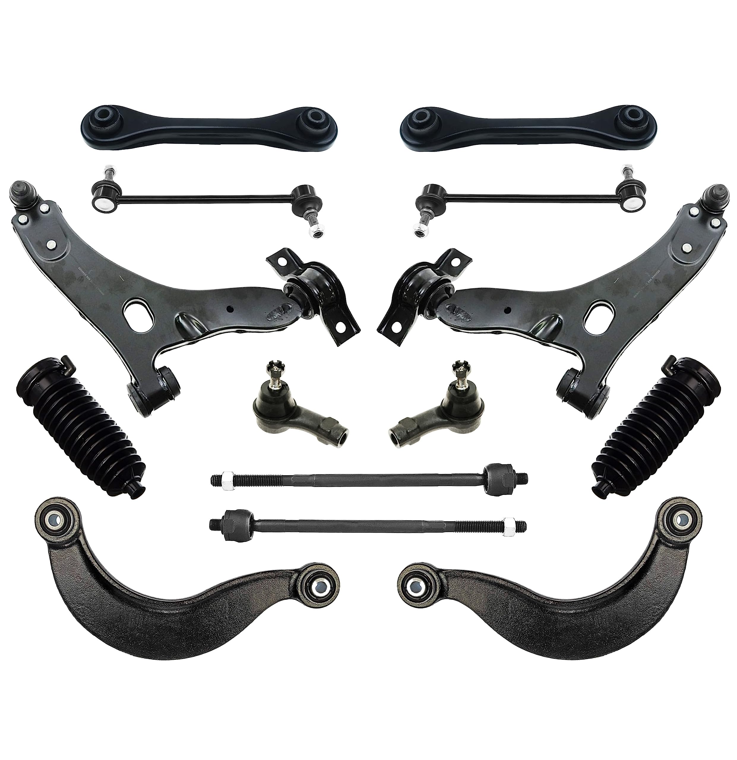 PartsW - 14 Pc Front & Rear Suspension Kit Upper & Lower Control Arms ...