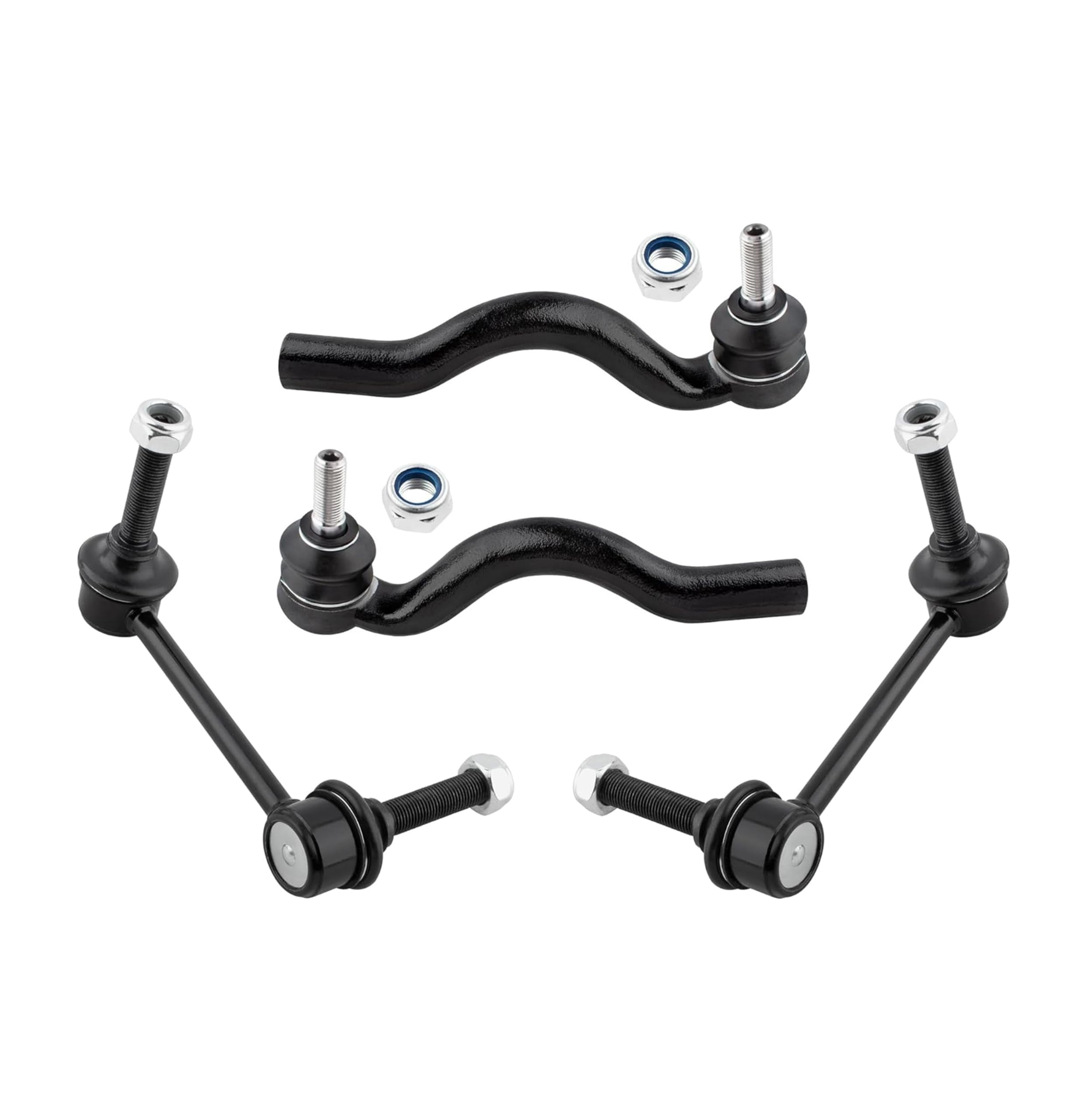 PartsW - 4 Pc Front Outer Tie Rod Ends + Sway Bar End Links, Suspension ...