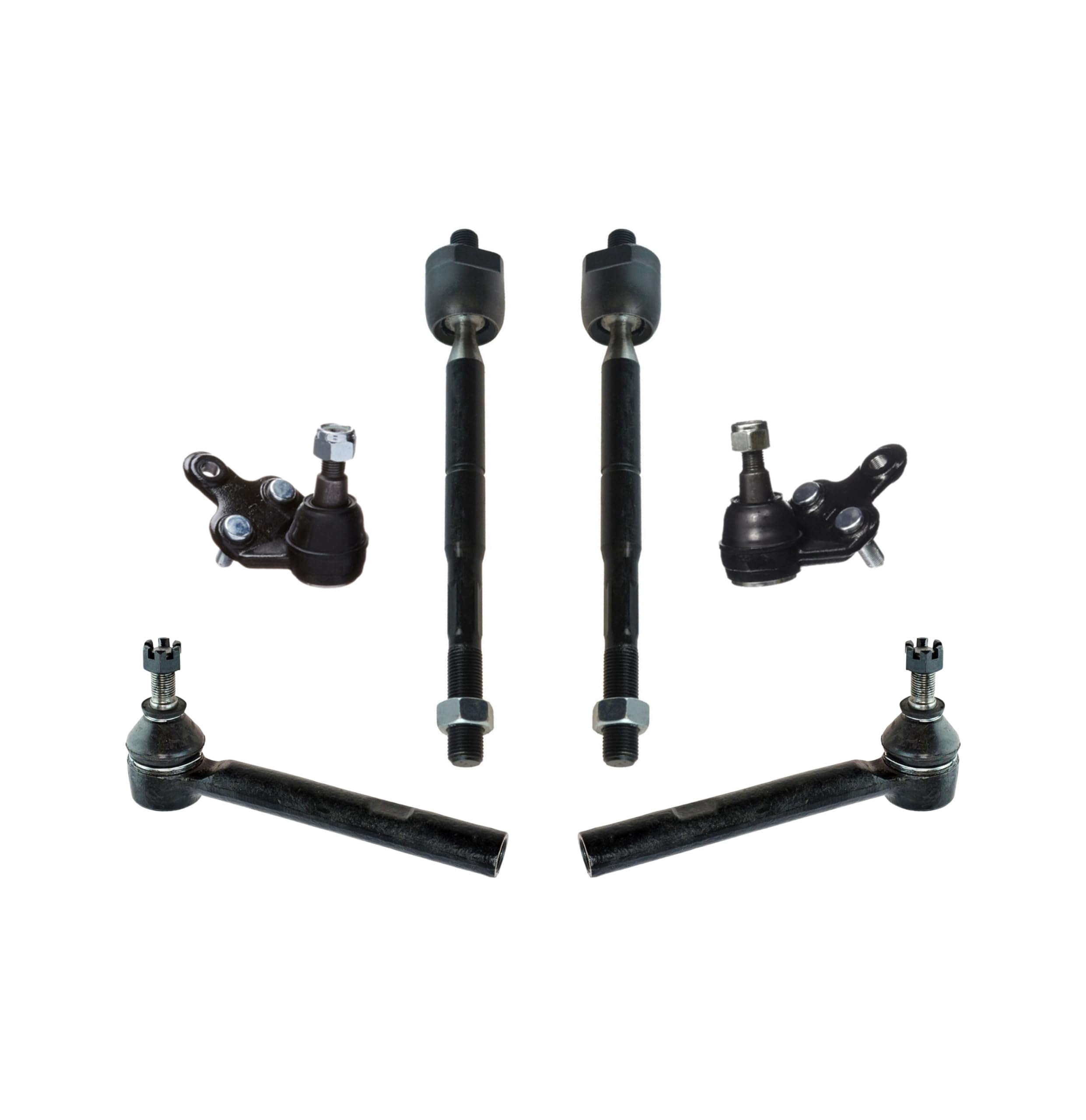PartsW - 6 Pc Front Outer and Inner Tie Rod Ends + Lower Ball Joints ...