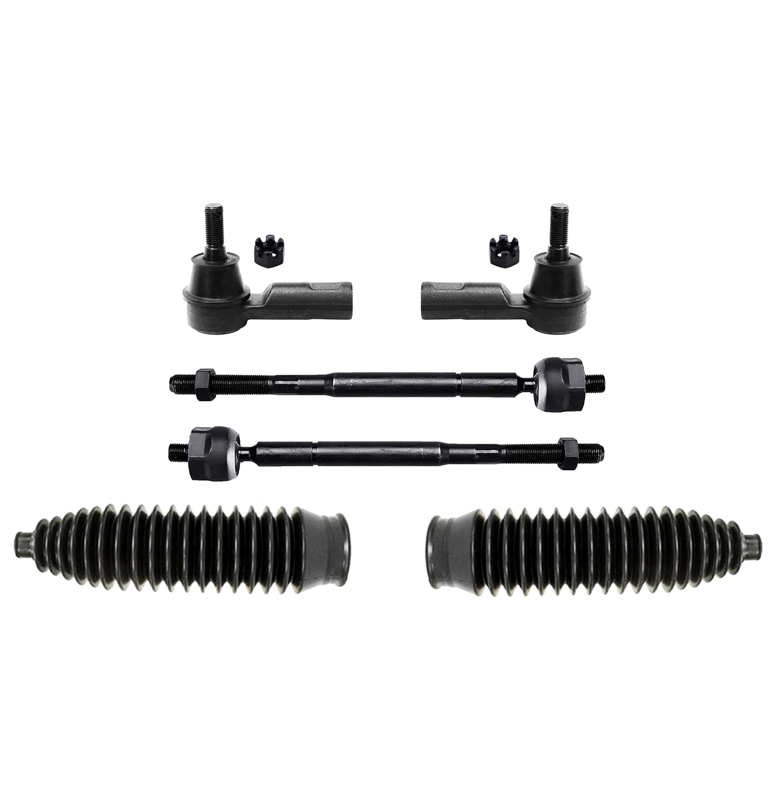 PartsW - 6 Pc Front Suspension Kit Outer & Inner Tie Rod Ends with Rack ...