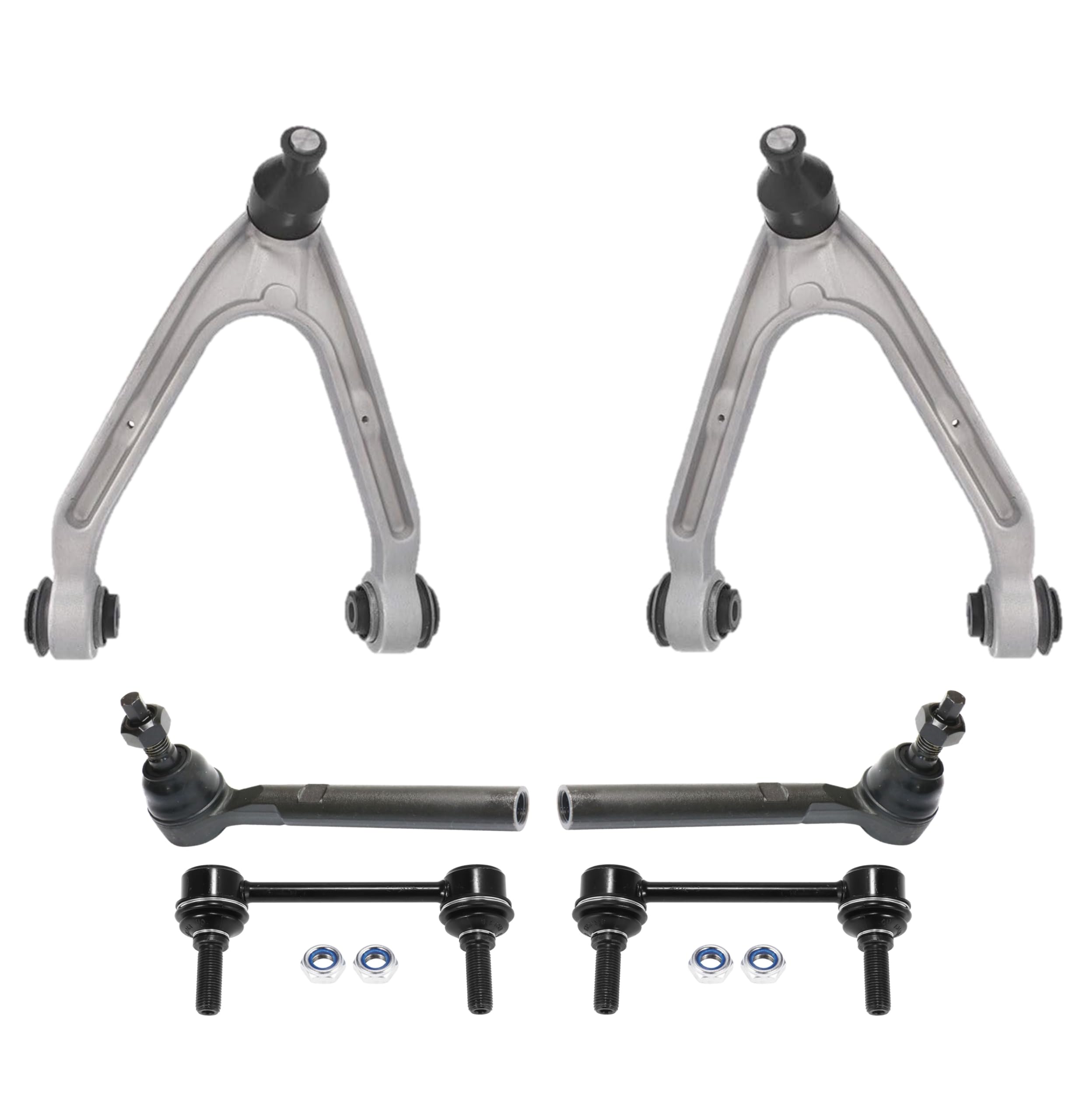 PartsW - 6 Pc Upper Control Arms with Ball Joints, Sway Bar End Links, Outer Tie Rod Ends ...