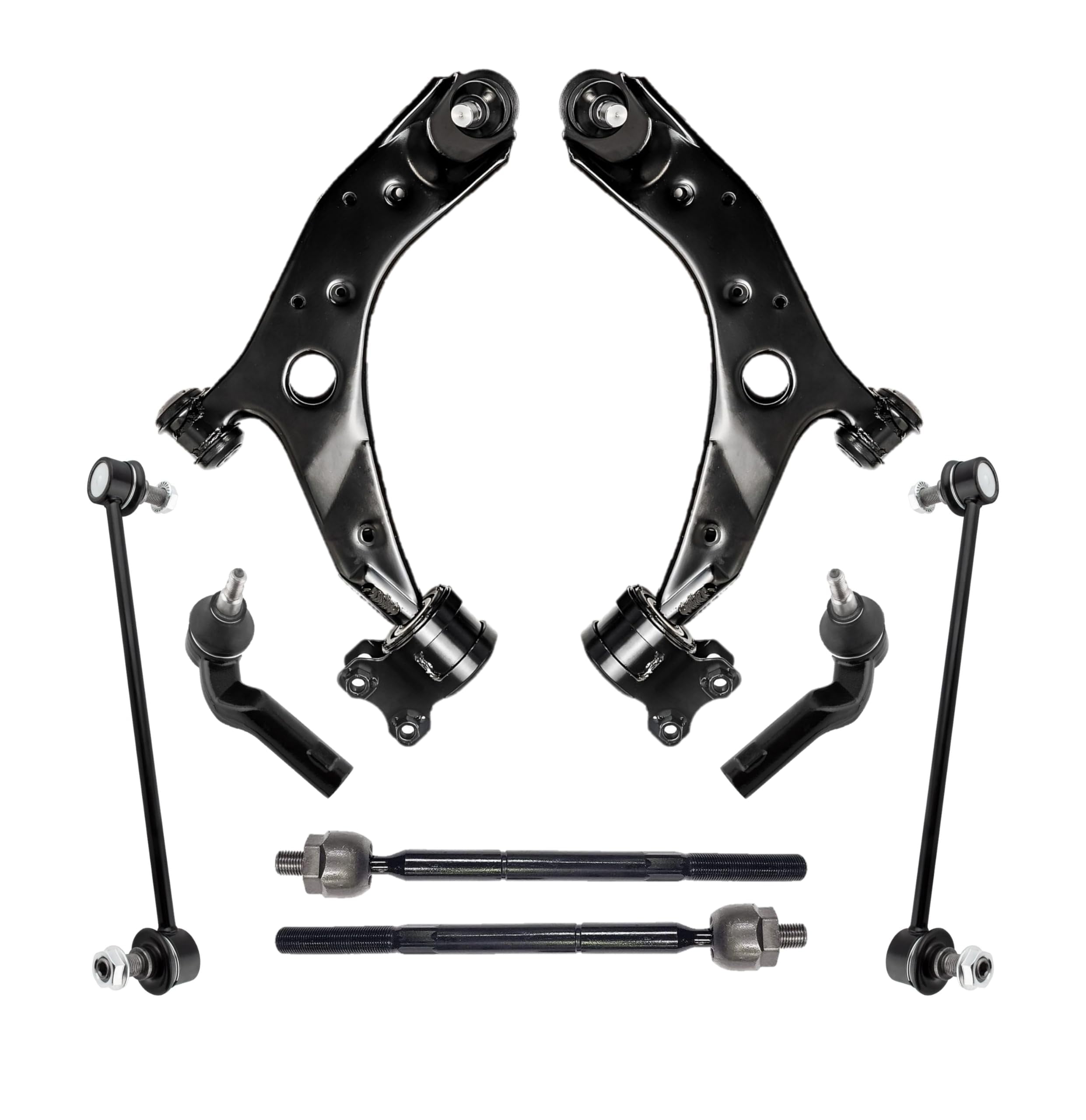 PartsW - 8 Pc Front Lower Control Arms, Inner & Outer Tie Rod Ends ...