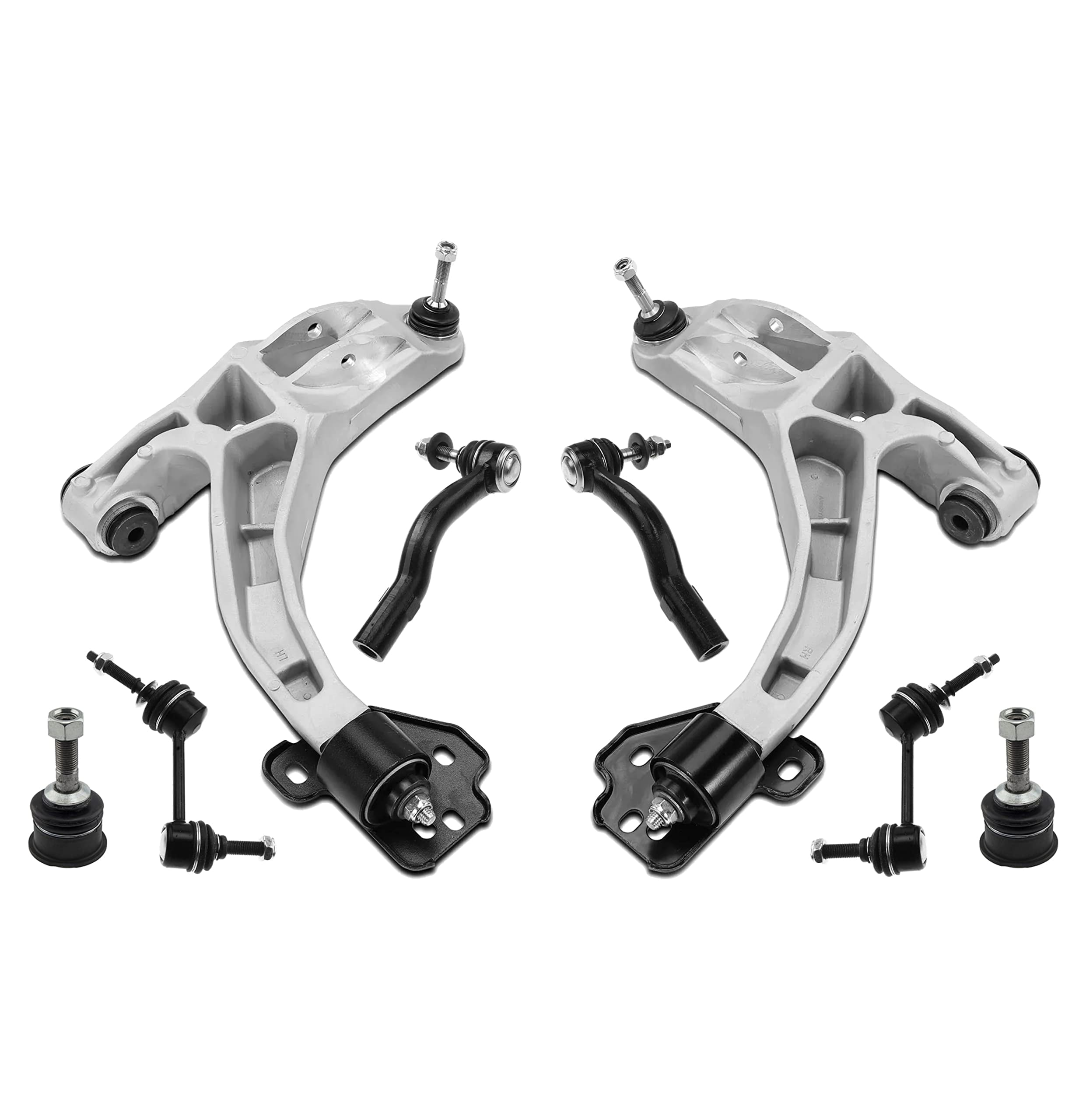 PartsW - 8 Pc Front Lower Control Arms, Upper Ball Joints, Outer Tie ...