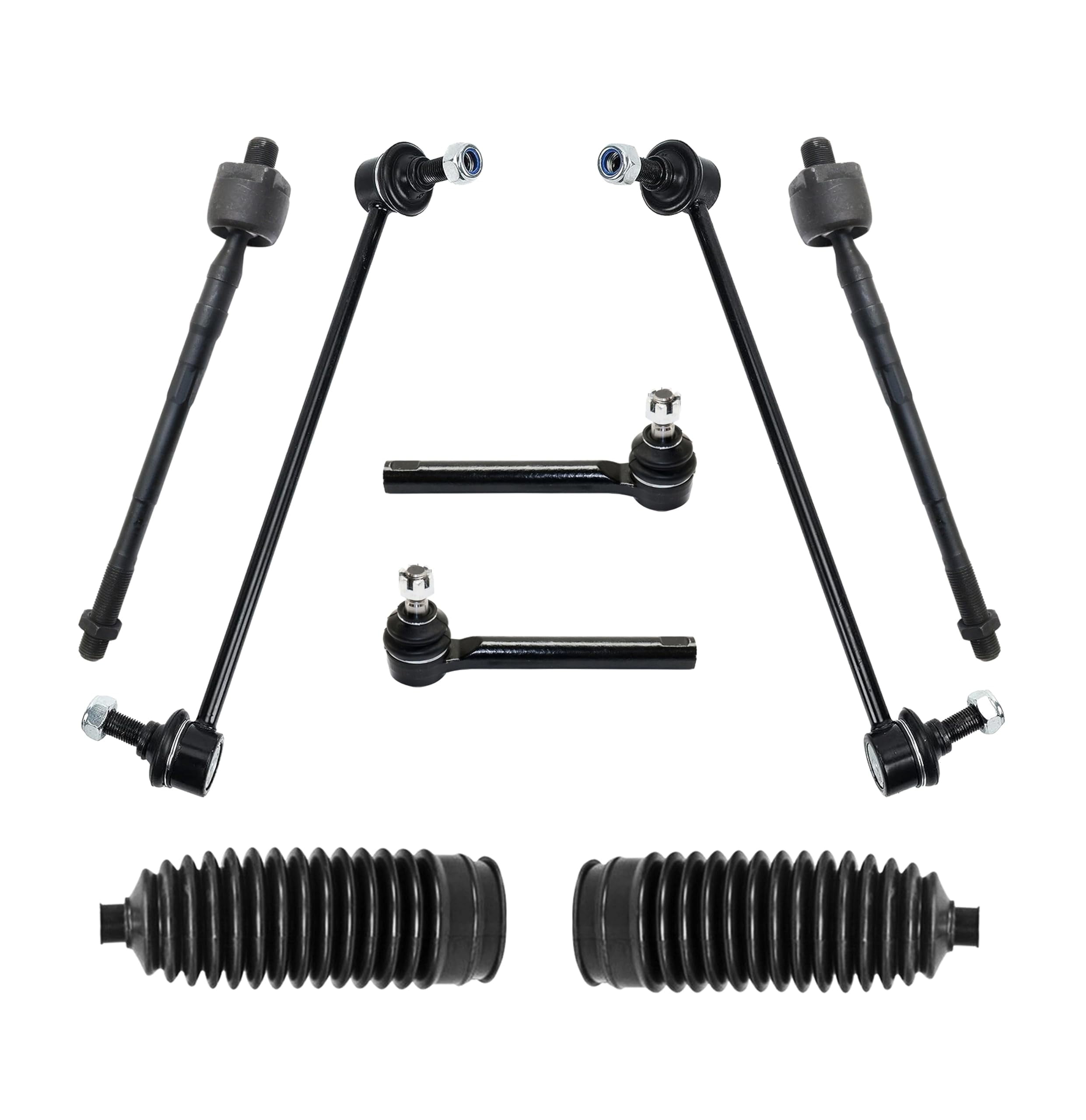 PartsW - 8 Pc Front Suspension Kit Inner & Outer Tie Rod Ends with ...