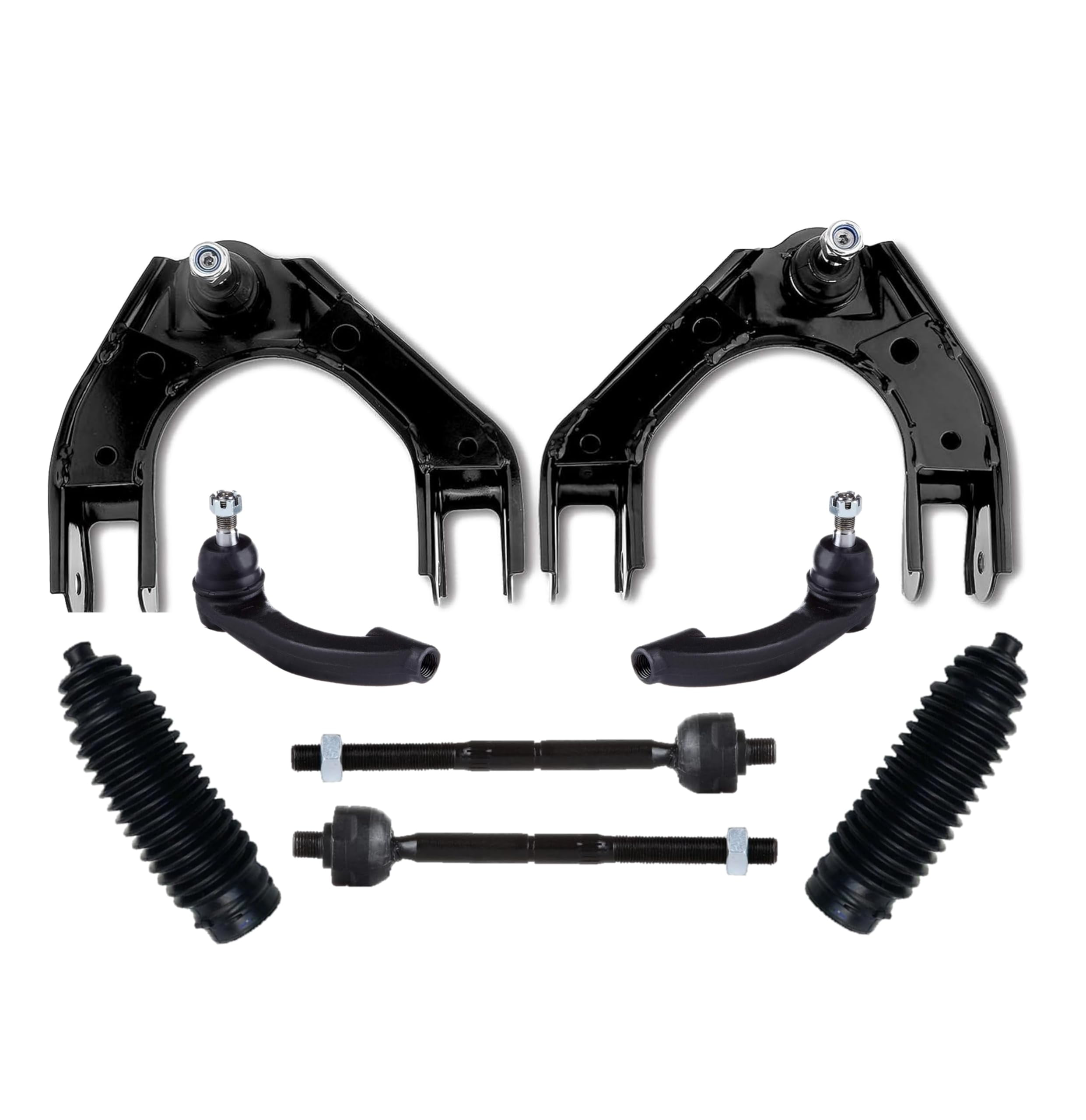 PartsW - 8 Pc Front Upper Control Arms + Inner & Outer Tie Rod Ends ...