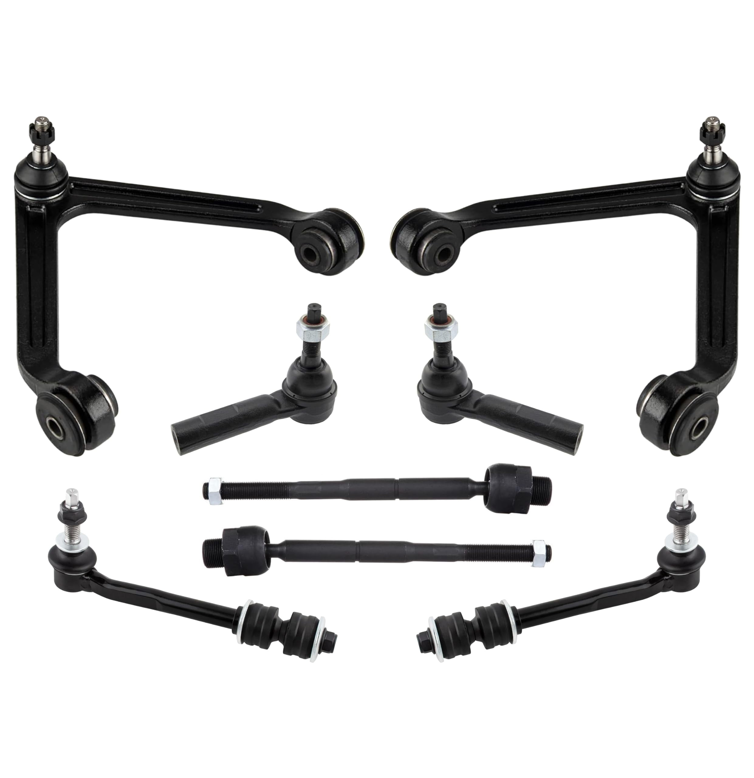 PartsW - 8 Pc Suspension Kit Upper Control Arms, Outer & Inner Tie Rod ...