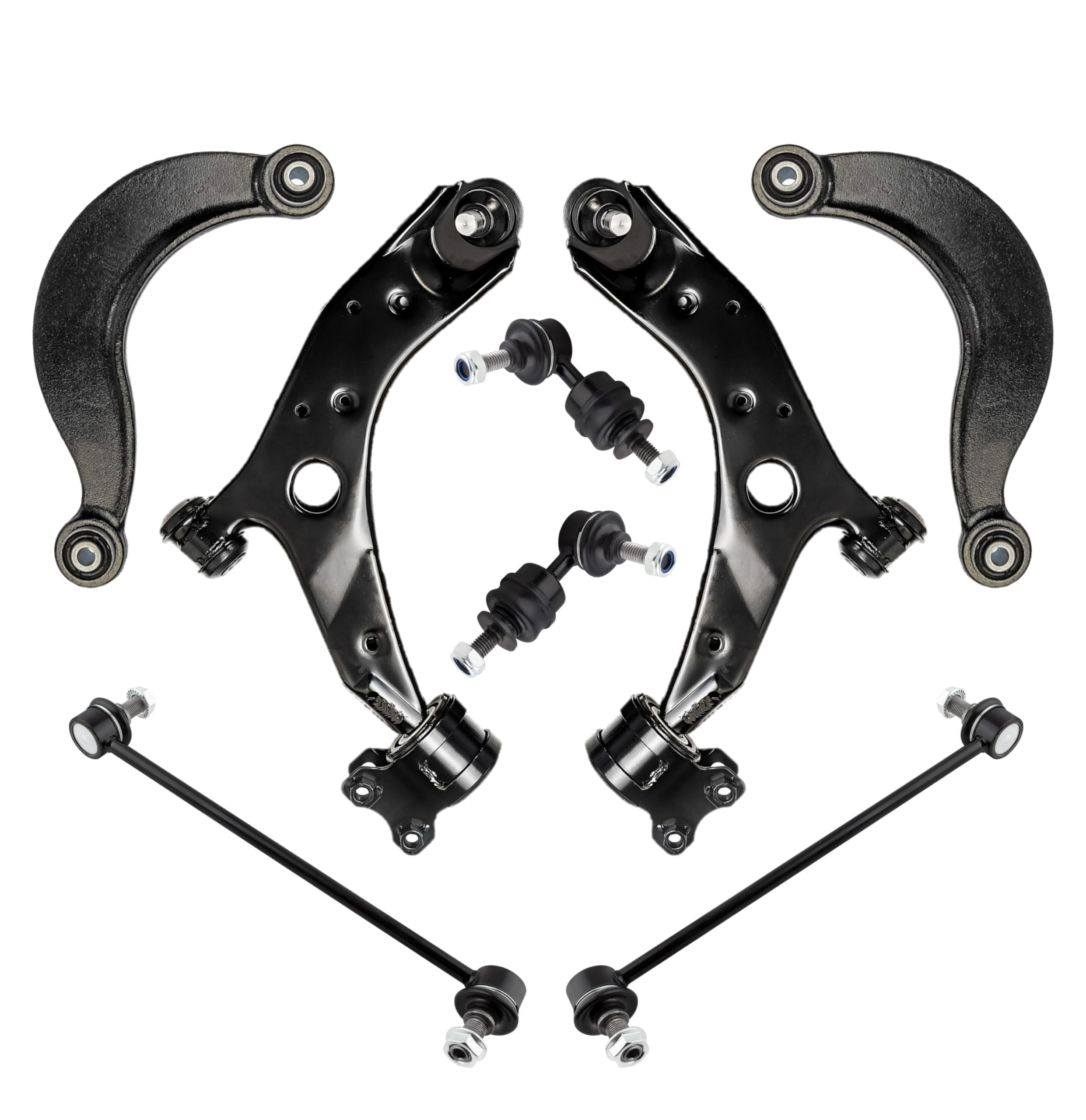 PartsW - 8 Pc Upper & Lower Control Arms + Front & Rear Sway Bar End ...