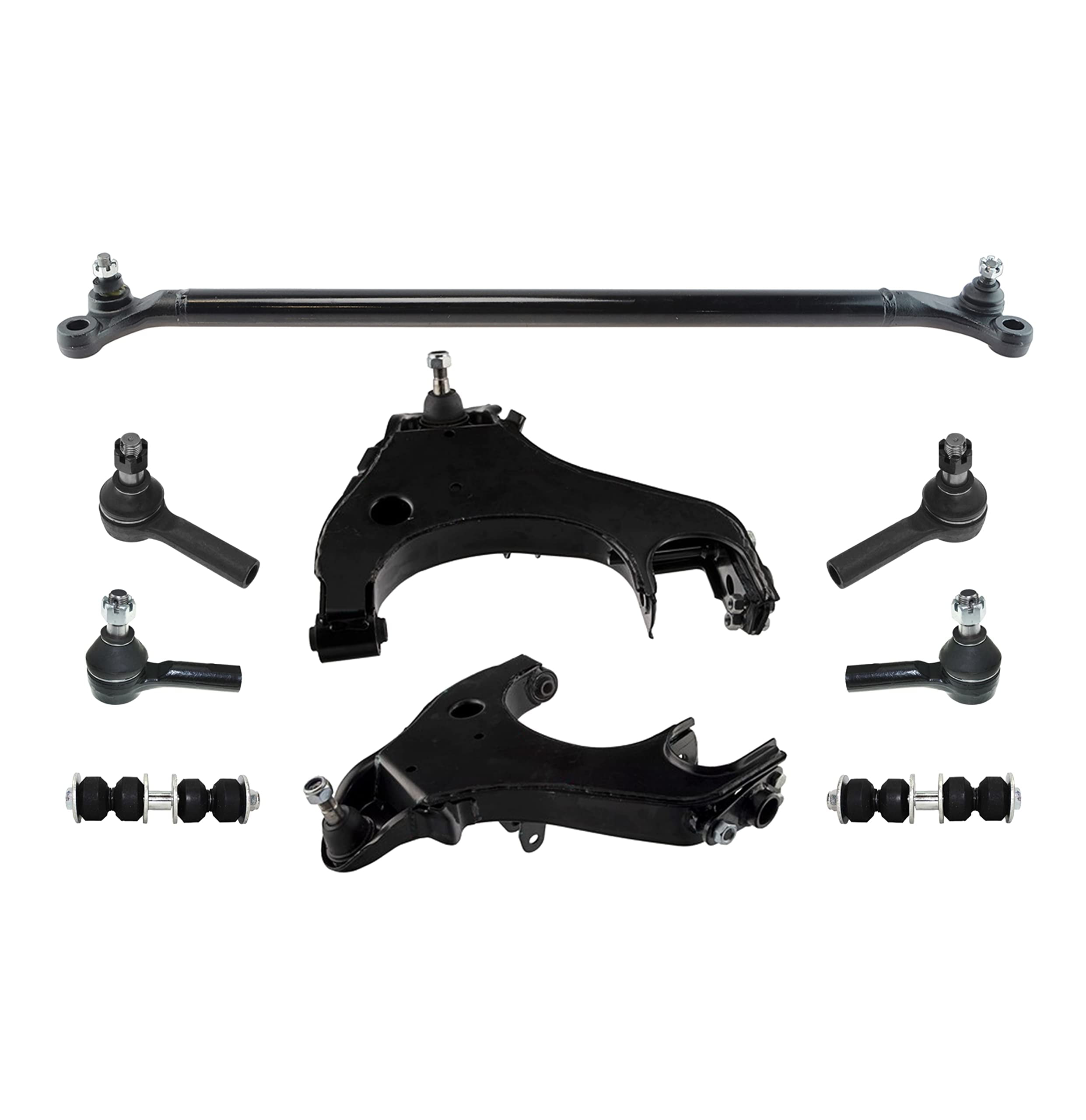 PartsW - 9 Pc Front Lower Control Arms, Outer & Inner Tie Rod Ends ...