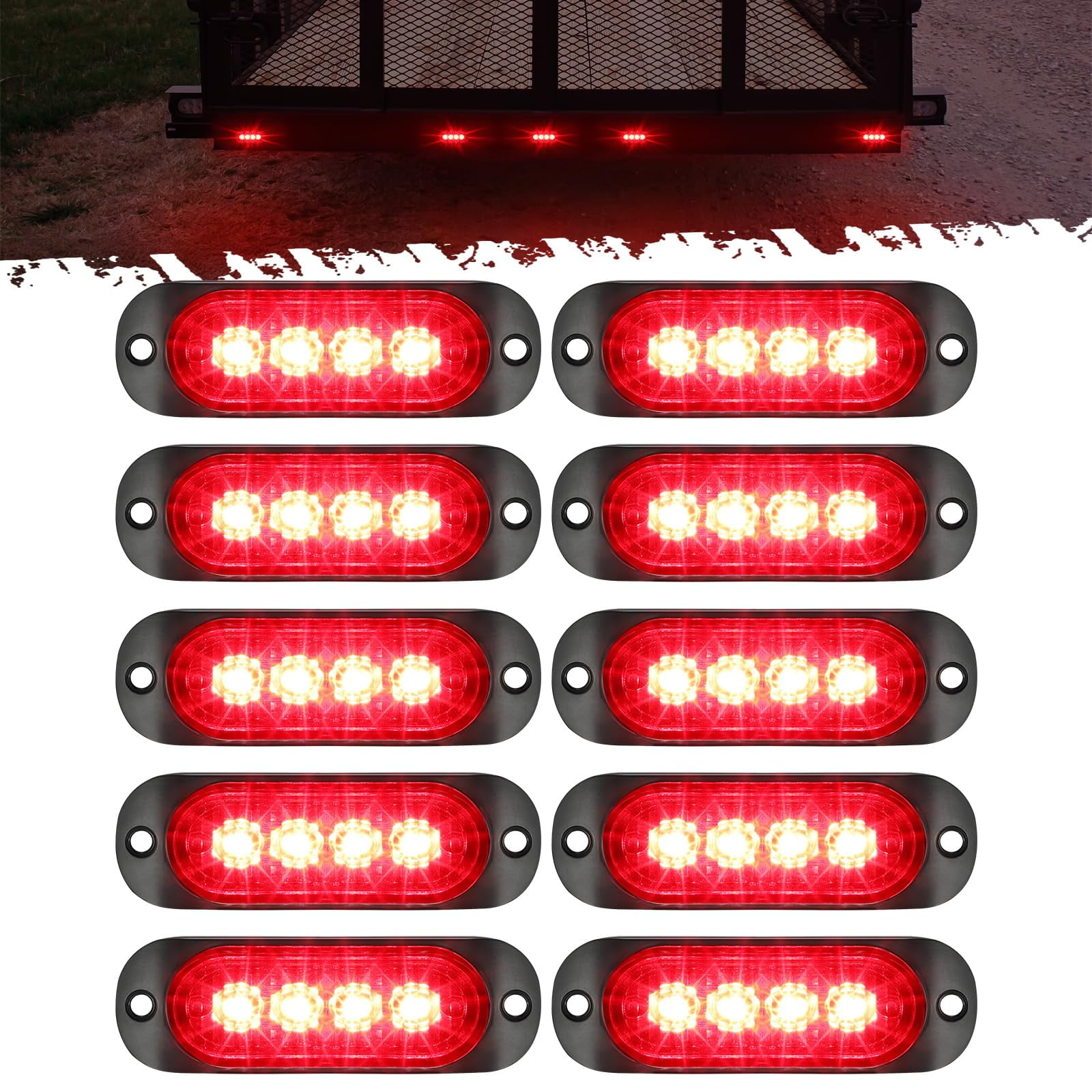 Partsam 10Pcs 3.4 inch KEF16 Aluminum Housing Red LED Clearance Side ...
