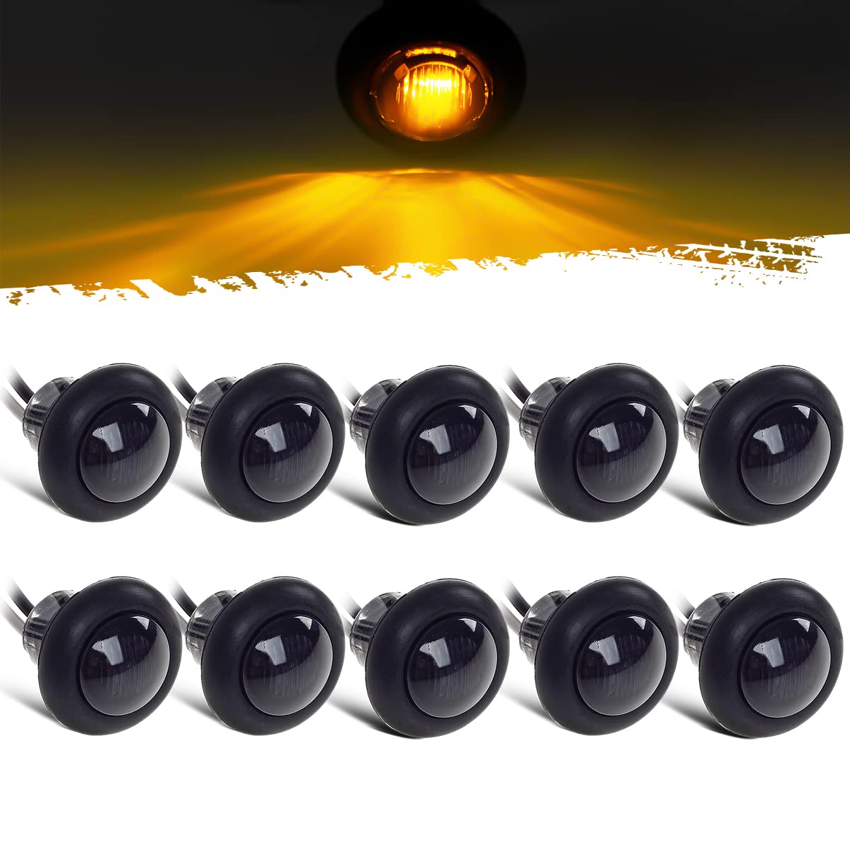 Partsam 10x 3/4" Amber SSF20 Round Led Marker Light Smoked For Pickup ...