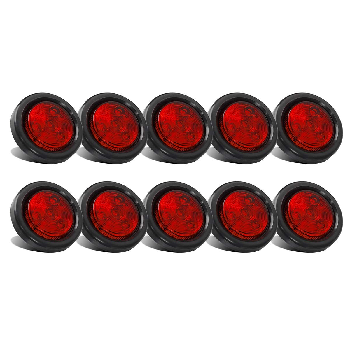 Partsam 10x Red 2" RRF12 Round Sealed Clearance 4LED Grommet & Pigtails ...