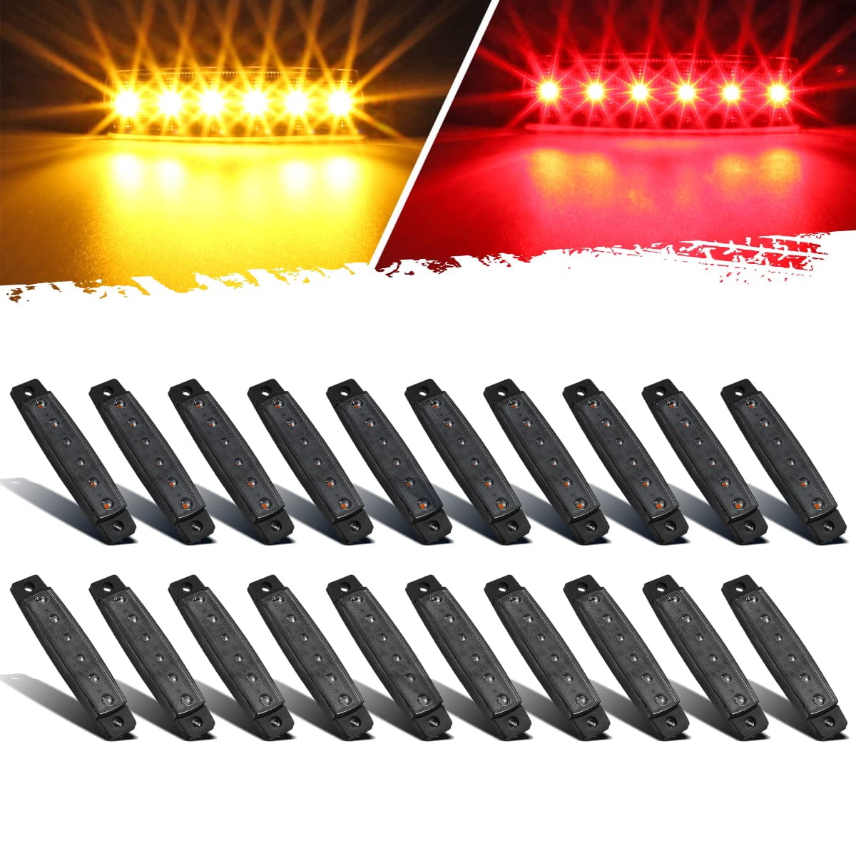 Partsam 20Pcs 3.8" Thin line Amber/Red LED Marker Clearance Lights ...