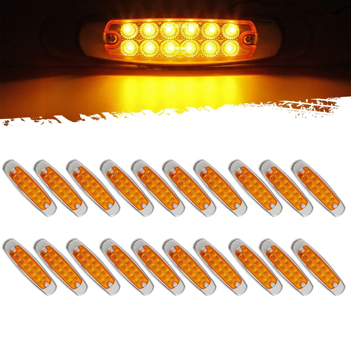 Partsam 20Pcs 6.2 Inch Amber LED Side Marker Clearance Lights Turn ...