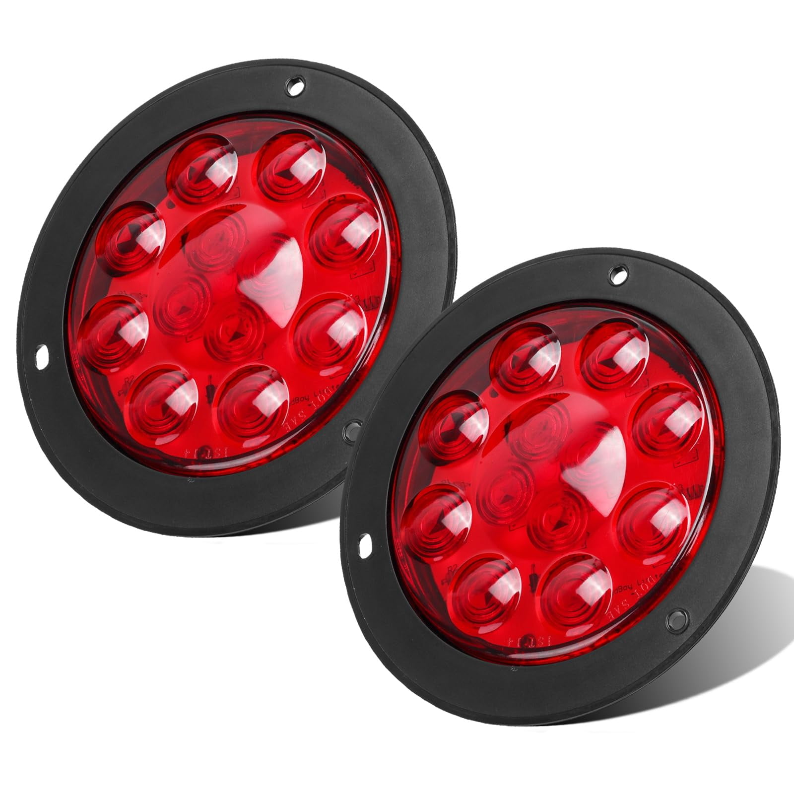 Partsam 2PCS 4" Red RRF12 Stop Turn Tail Brake Truck Trailer Light ...