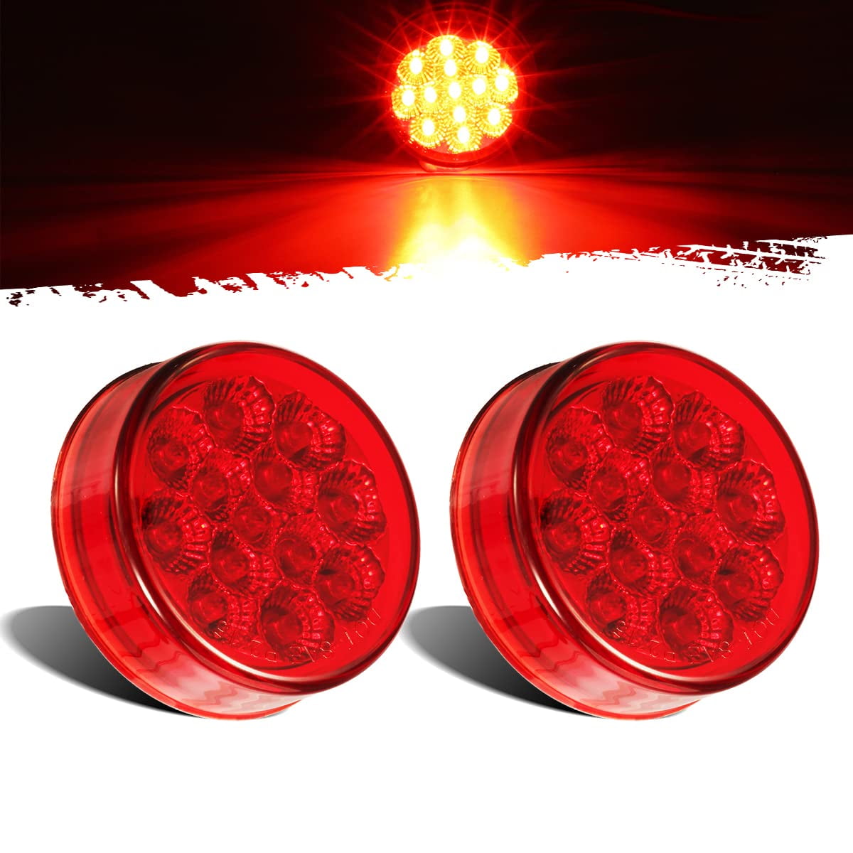Partsam 2Pcs 2.5 Round RE32 Trailer Led Side Marker Lights Red 13 ...