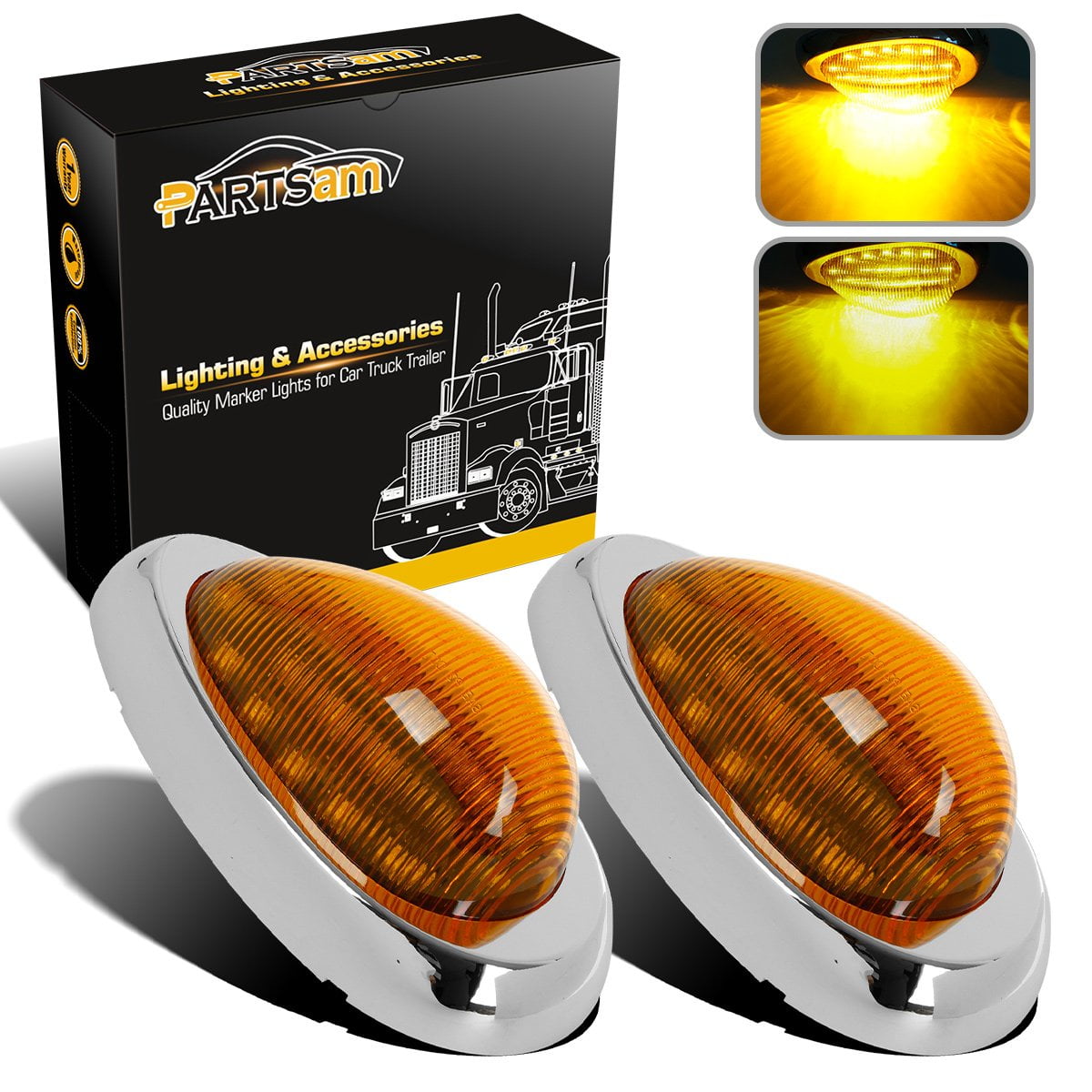Partsam 2Pcs 6" Amber Sleeper Cab LED Side Marker/Turn Led Light ...