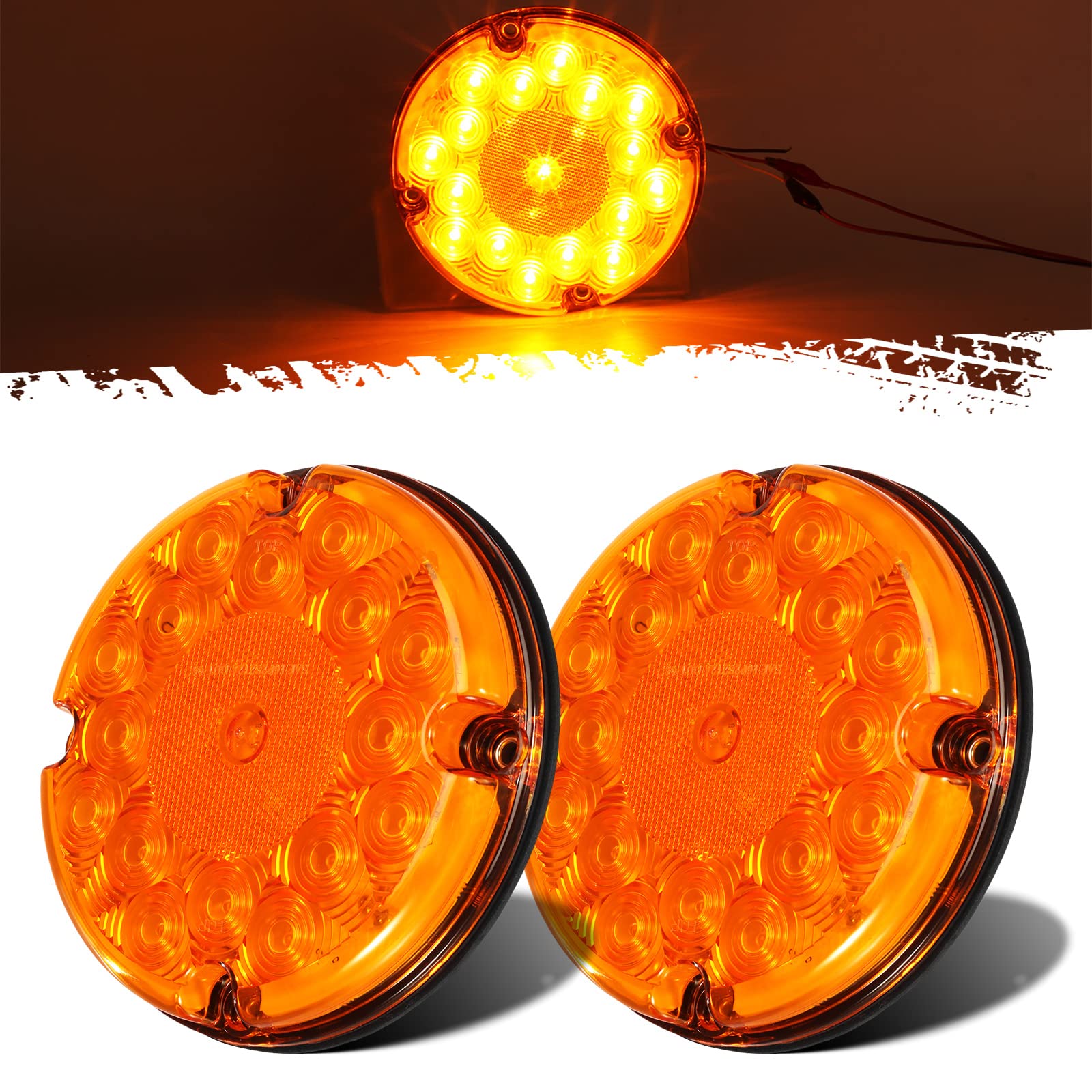 Partsam 2Pcs 7" Round KEF16 LED Trailer Tail Lights 17 LED Waterproof ...