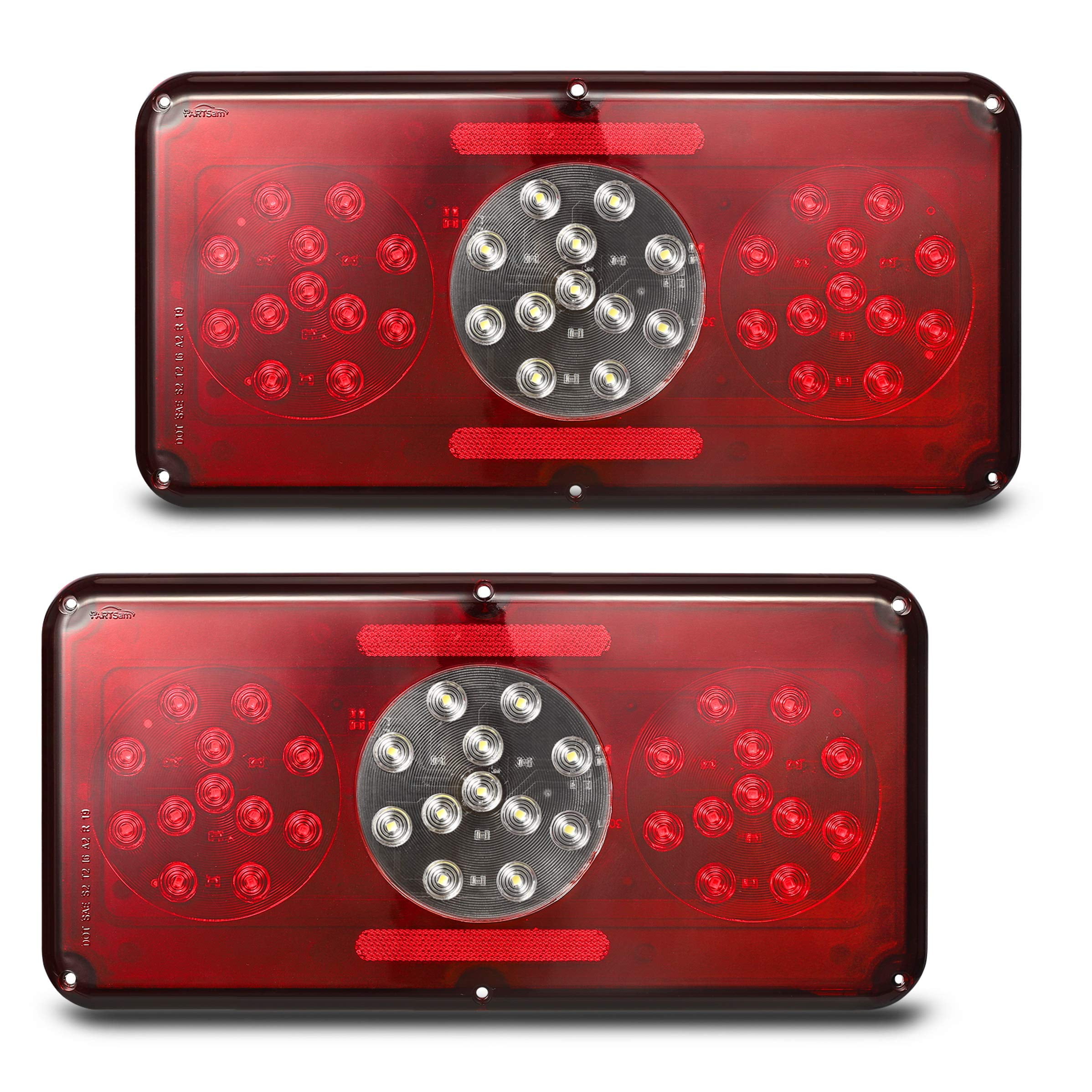 Partsam 2Pcs Rectangle LED KEF16 Trailer Camper RV Triple Tail Lights ...