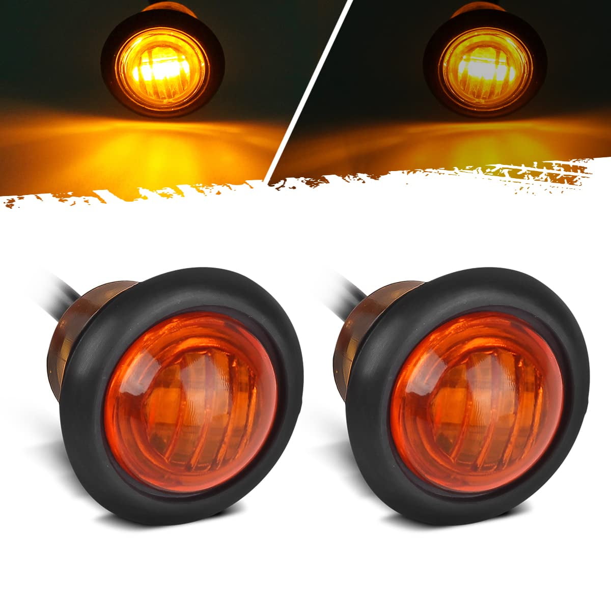 Partsam 2pcs 3/4" Mini SSF20 Amber LED Marker Clearance Turn Signal Air ...
