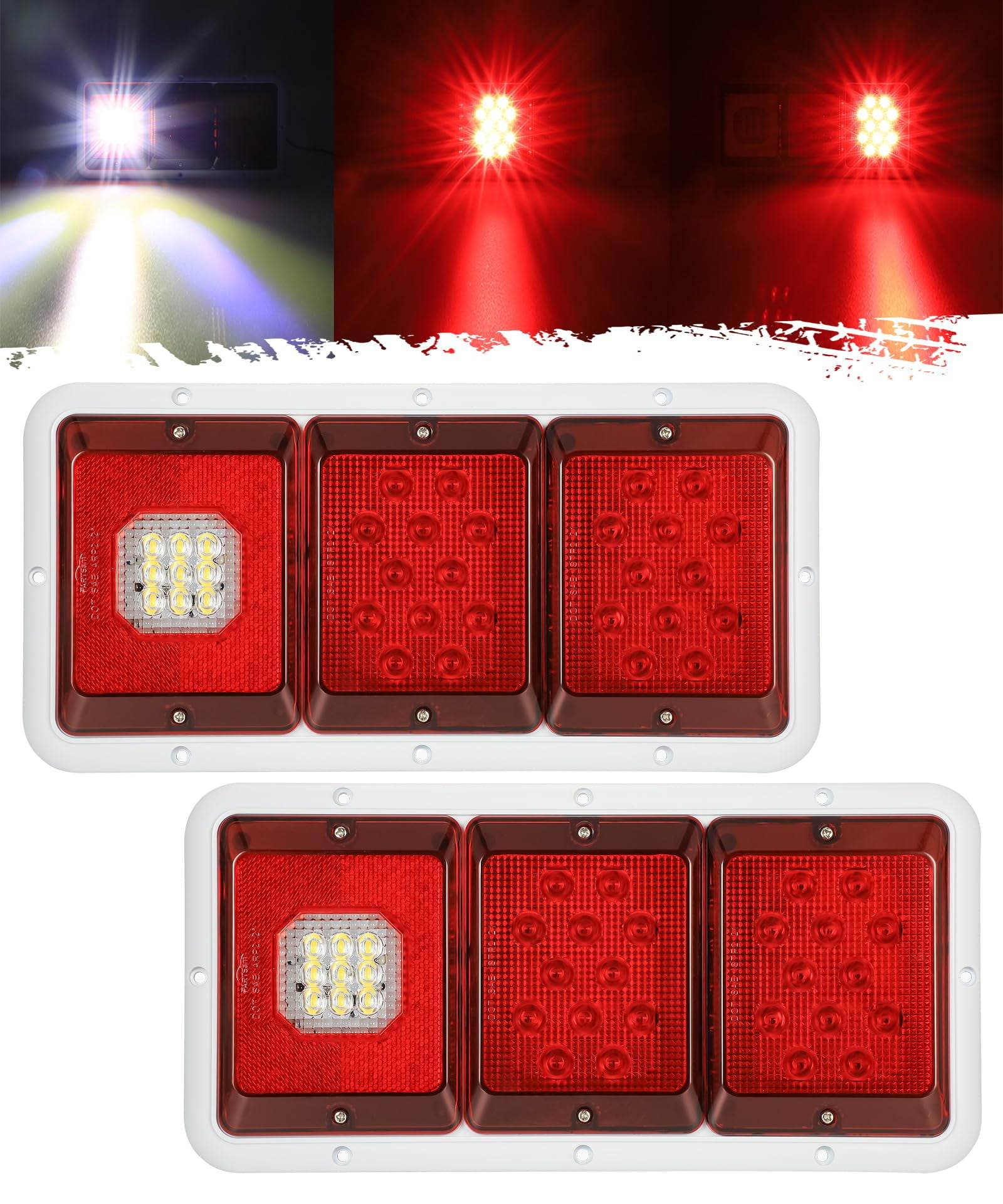 Partsam 2x LED Triple Tail Lights 45 LEDs, Vertical or Horizontal Mount ...