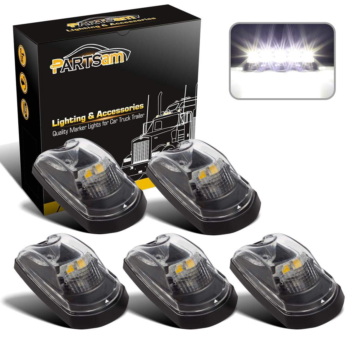 Partsam 5PCS Clear Lens STF9 Cab Marker Lights 264343CL LED Clearance ...