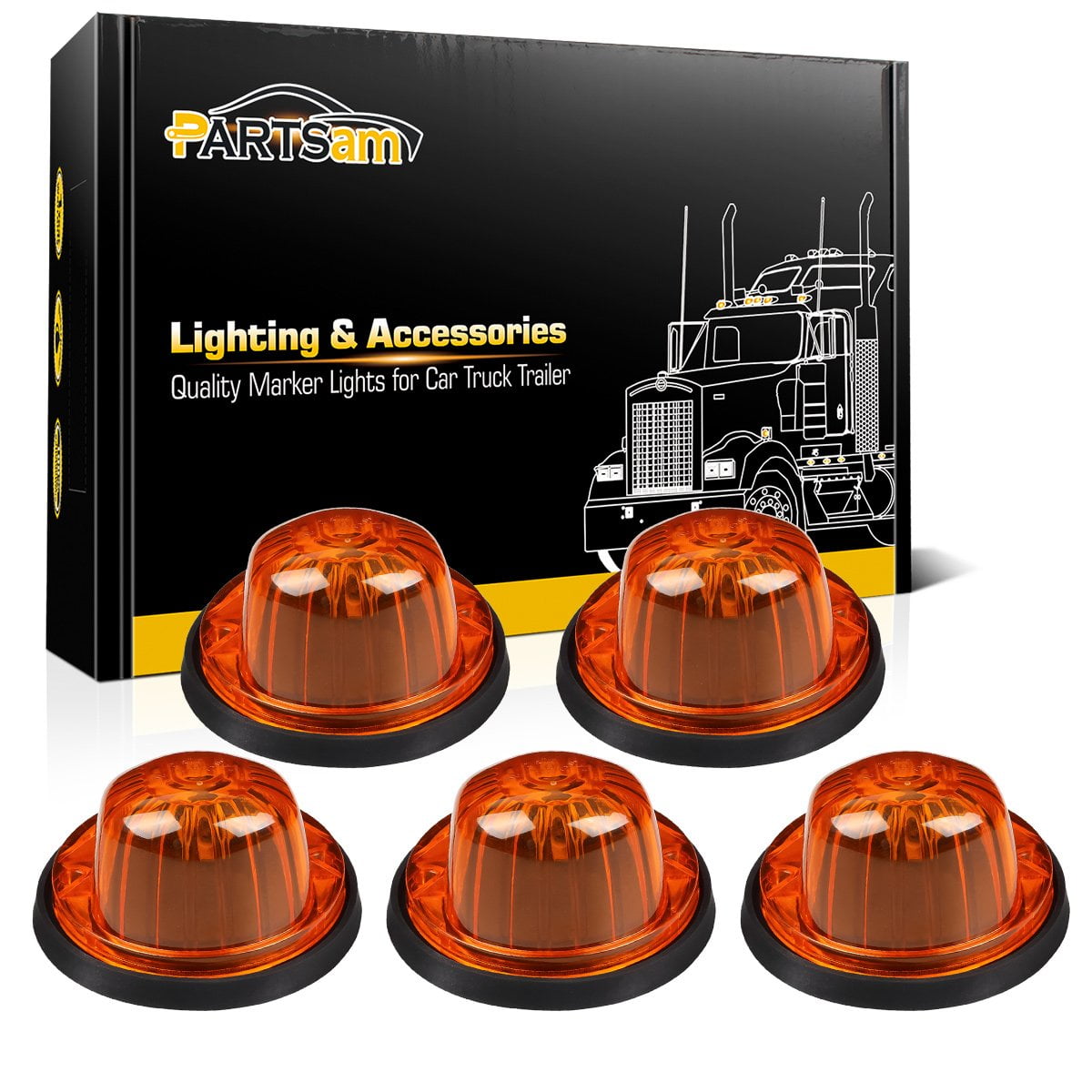 Partsam 5X Roof Running Cab Marker Light Amber Cover Lens/Base ...