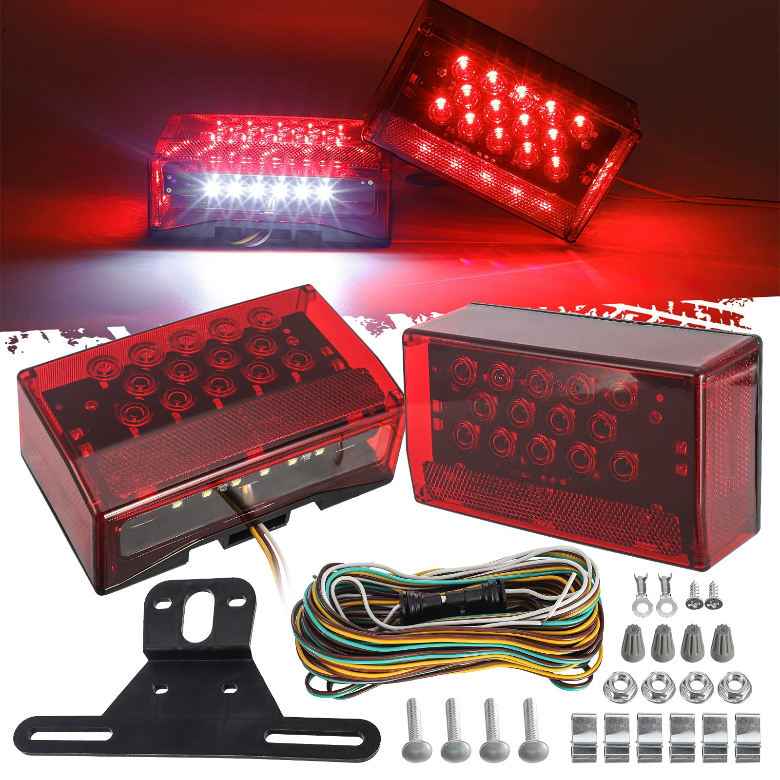Partsam 6" Rectangular LED Combination Tail Lights Kit 12V LED ...