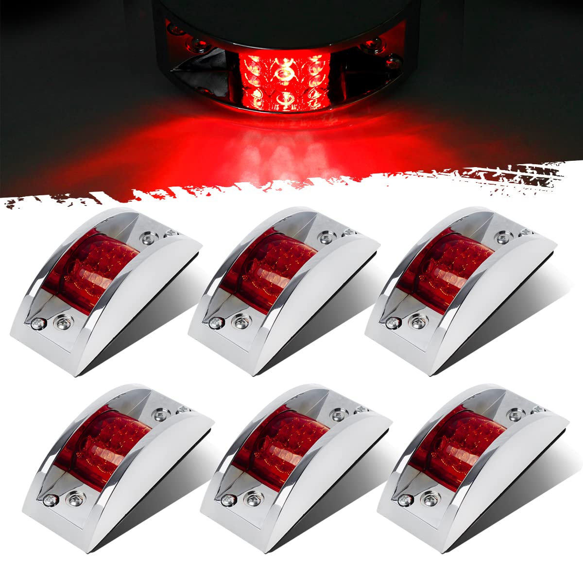 Partsam 6x Red Rectangular 4-4/5" Armored-style Clearance H2FSDSide ...