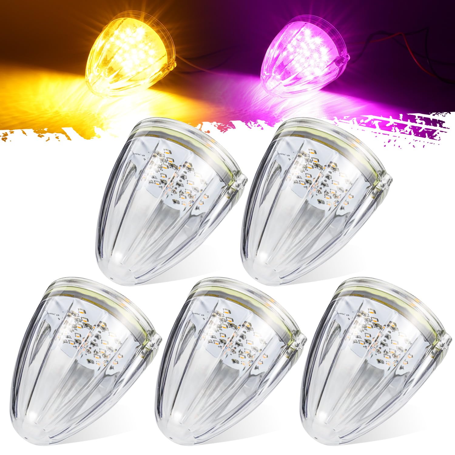 Partsam Cab Light, 5Pcs STF9 21 LED Dual Color Torpedo Cab Marker Roof ...