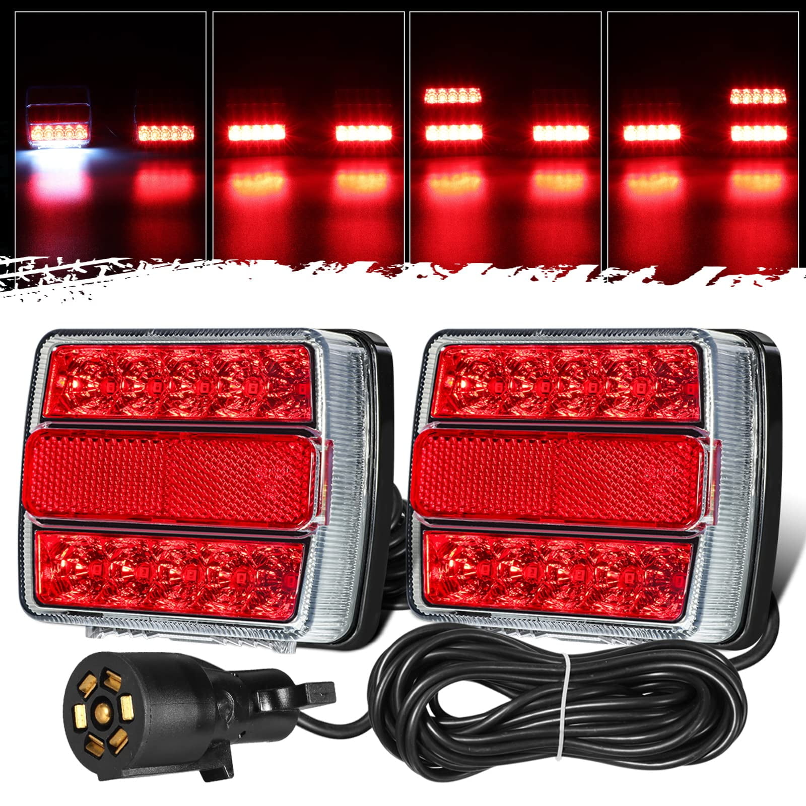 Partsam Magnetic Trailer Lights IFF17 Led Towing Kit Signals Tail Rear ...