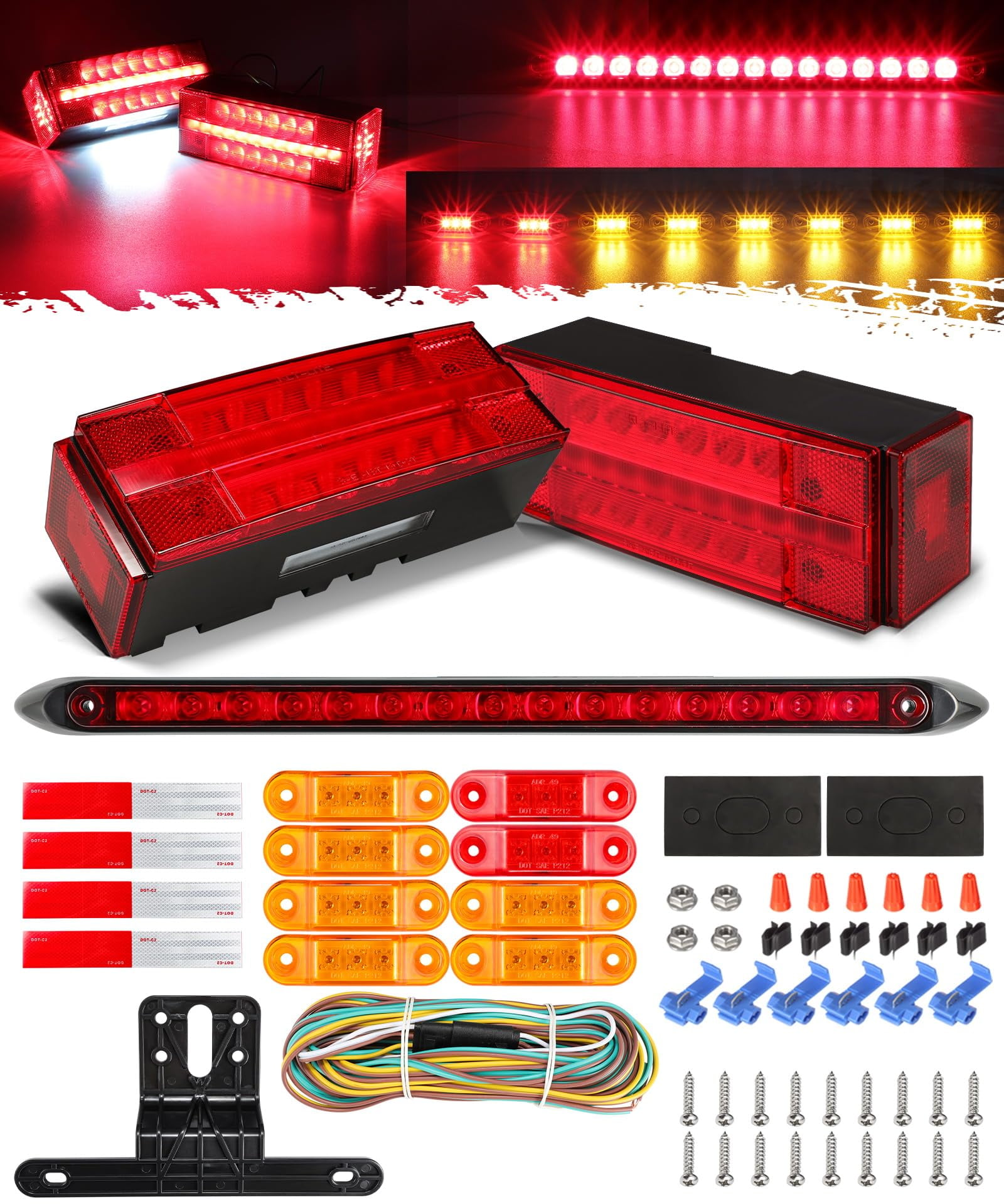 Partsam Rectangular LED Lighted IFF17 Tail Kit, 8 Markers, 25FT Wiring ...
