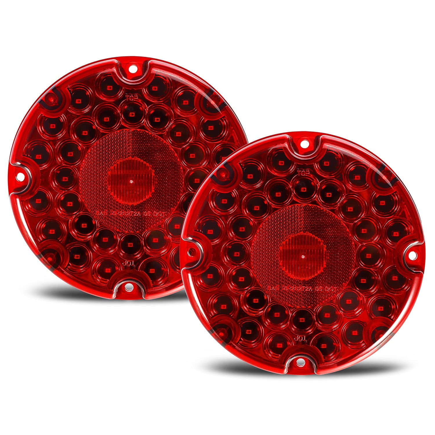 Partsam Red 7" Round Transit Bus LED Tail Lights (2Pcs, 36 LED) | STT ...