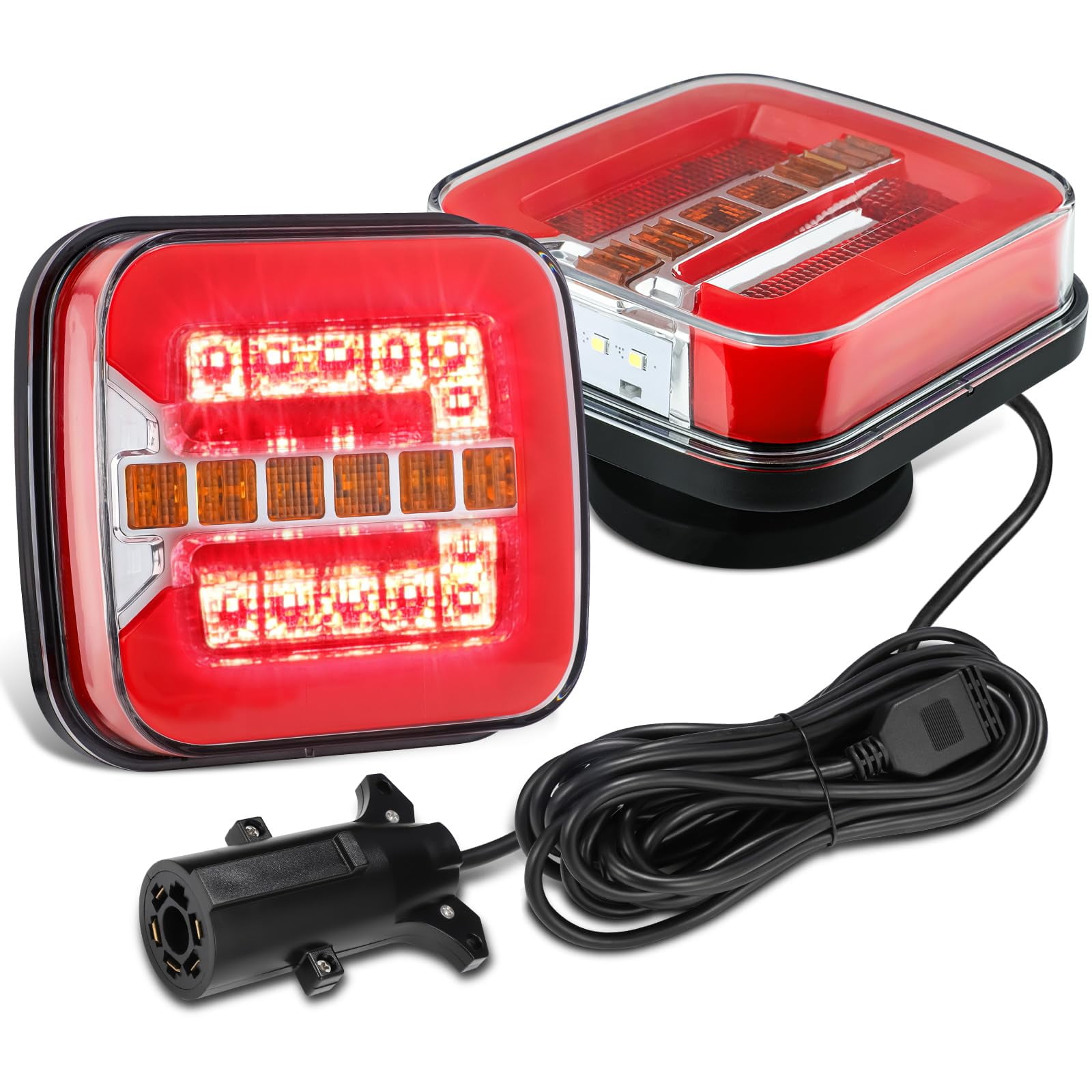 Partsam Square LED Magnetic SSF20 Towing Tail Light Trailer Light Kit ...