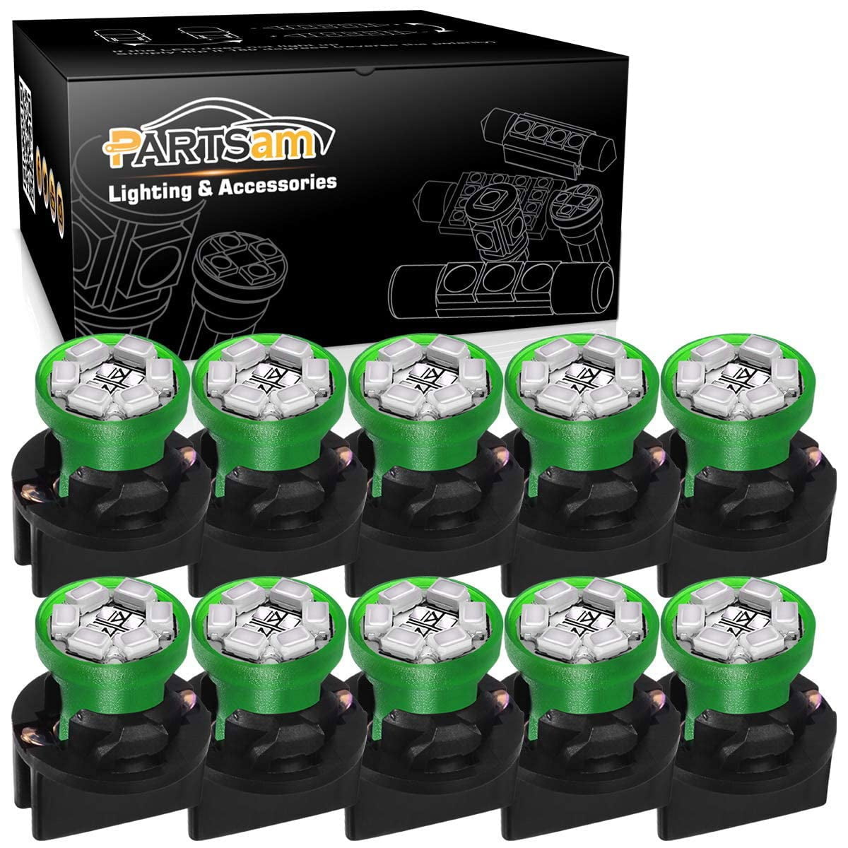 Partsam T10 194 168 IFF17 LED Dash Instrument Bulbs Green with Twist ...