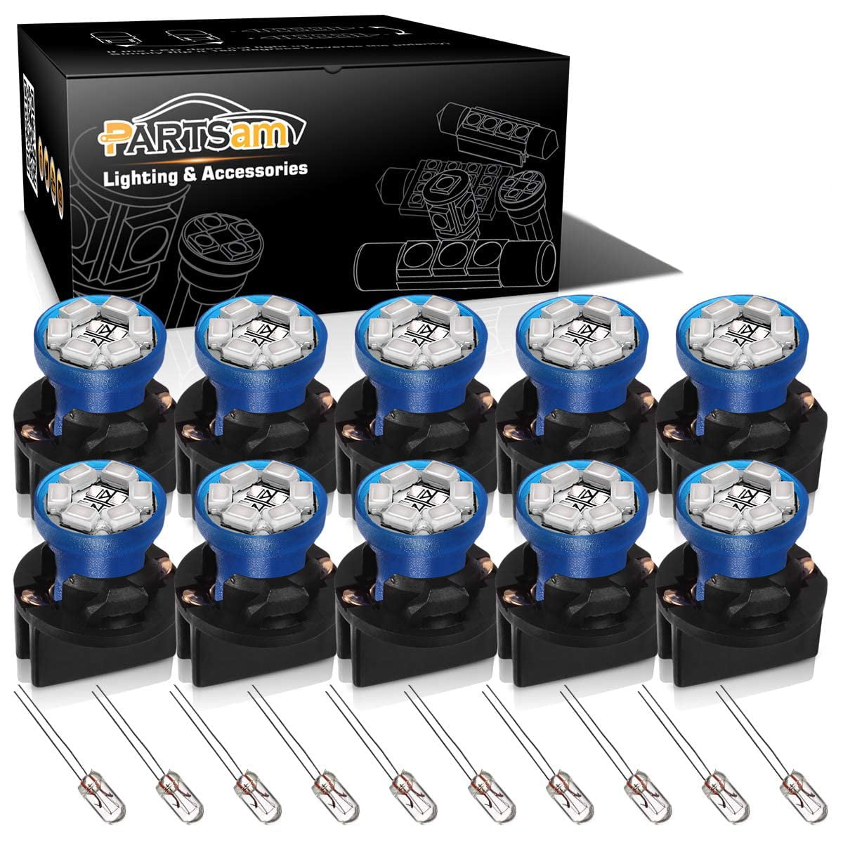 Partsam T10 194 168 LED Dash Instrument Light Bulbs Blue with Twist ...