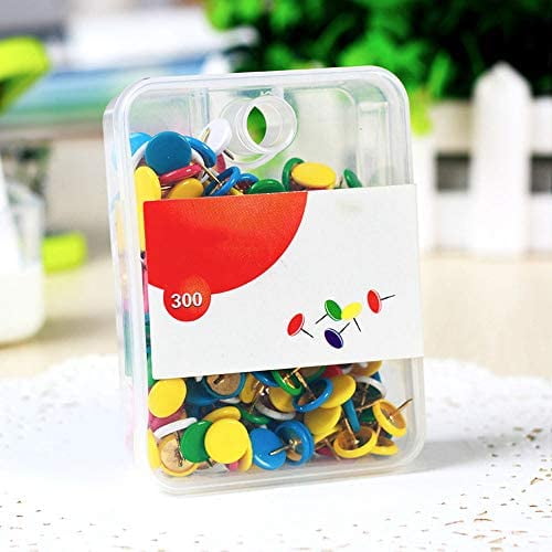 Partstock Colored Thumb Tacks, Drawing Push Pins 300 Pieces 5 Colors ...