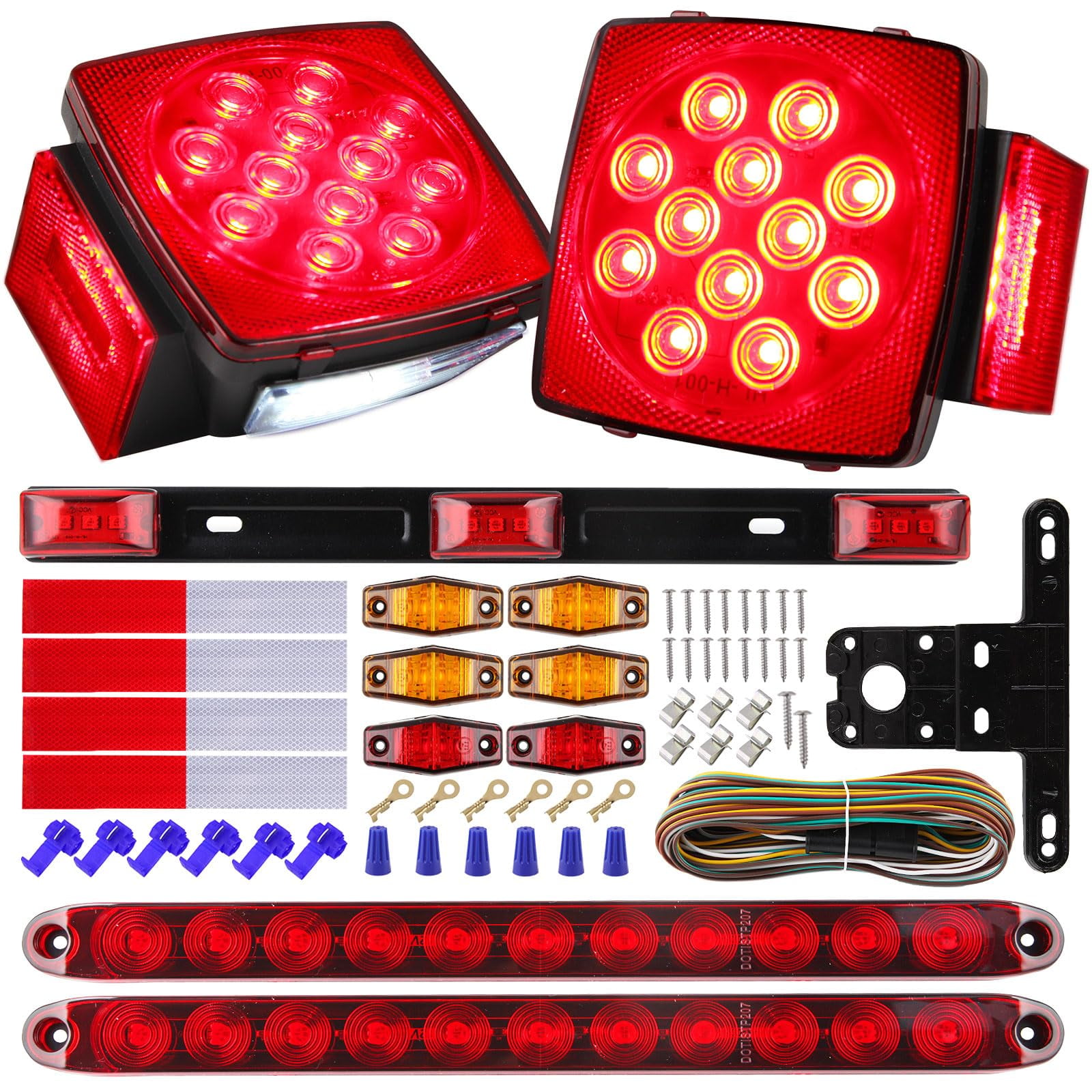 Partswcgg 12V Led Utility Trailer Lights Wiring Kit, Combination Stop ...