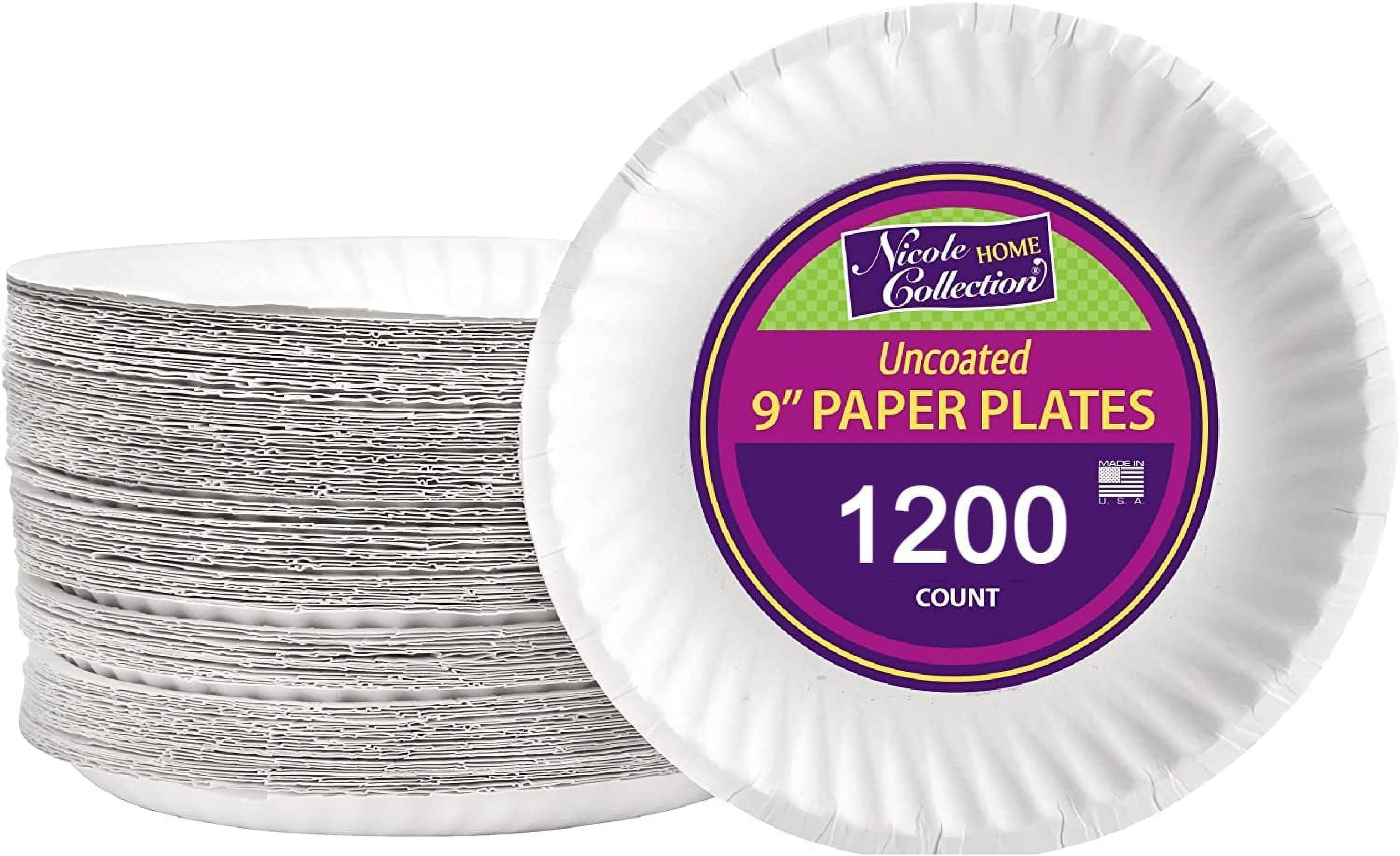 Party 1200 Count Everyday Dinnerware Paper Plate, 9-Inch, White, 12 ...