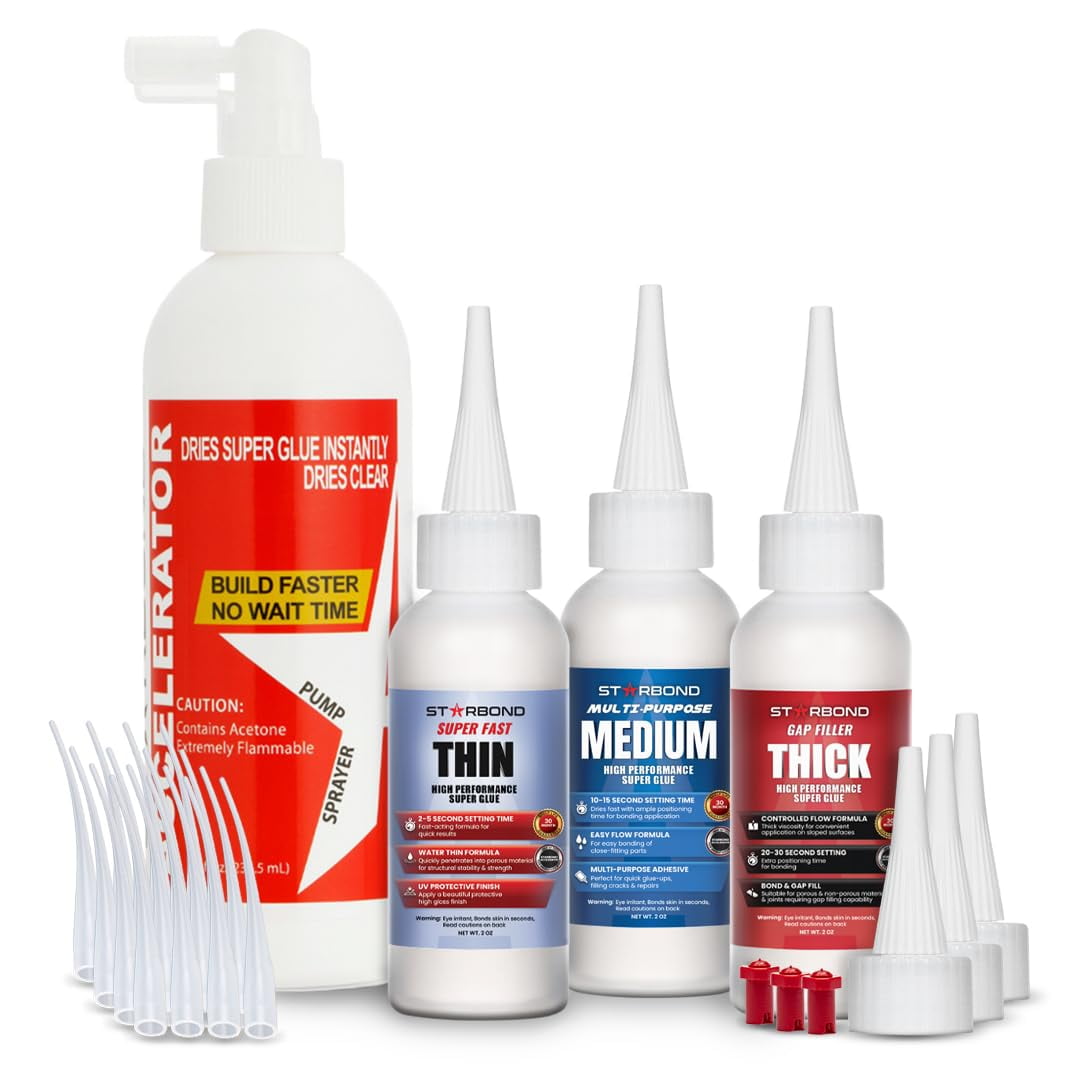 Party 2 oz Thin Medium Thick CA Glue with 8 oz Activator Bundle Premium ...