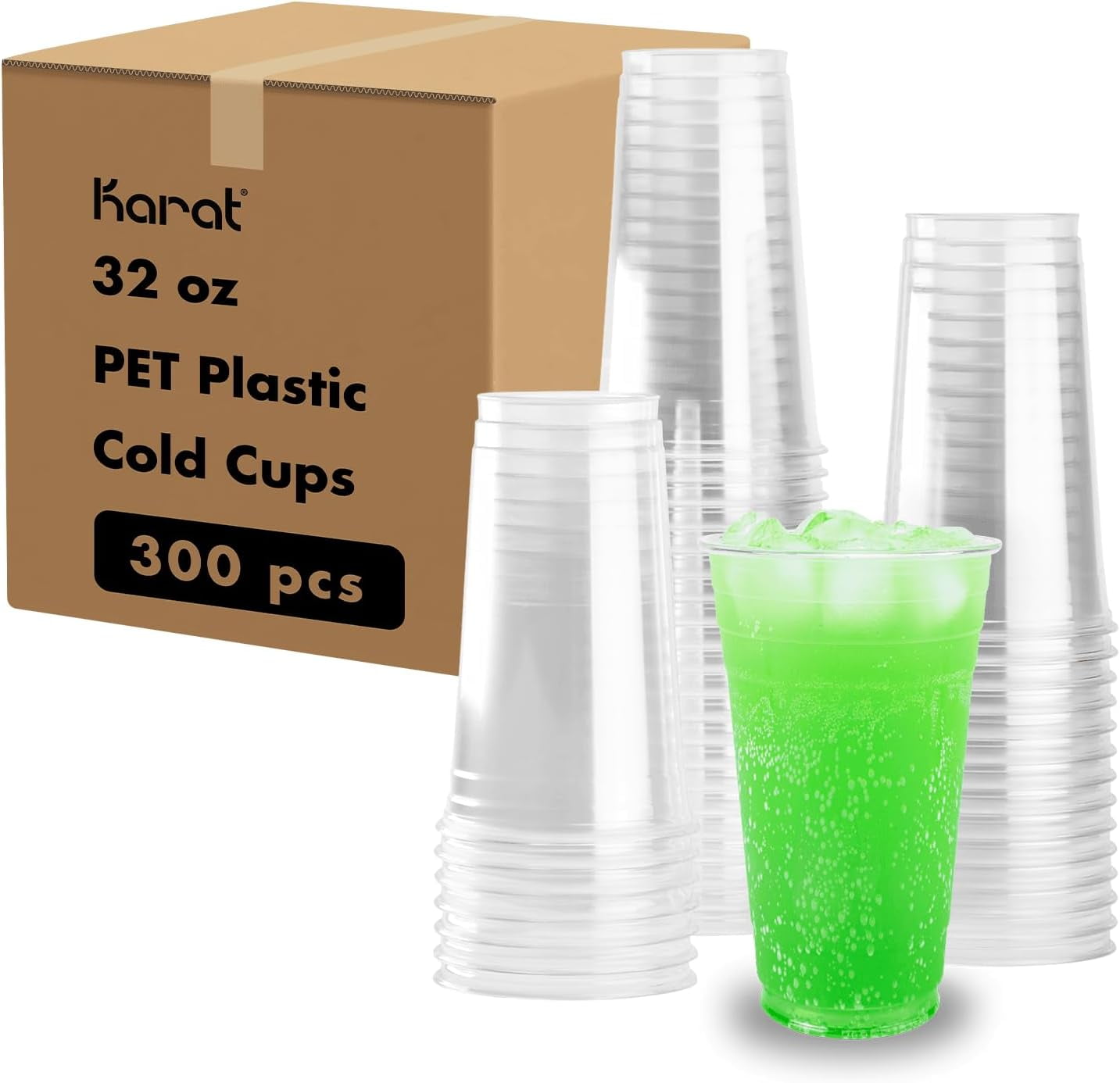 Party 32oz PET Plastic Cold Cups Great for Boba Milktea, Smoothie, Ice ...