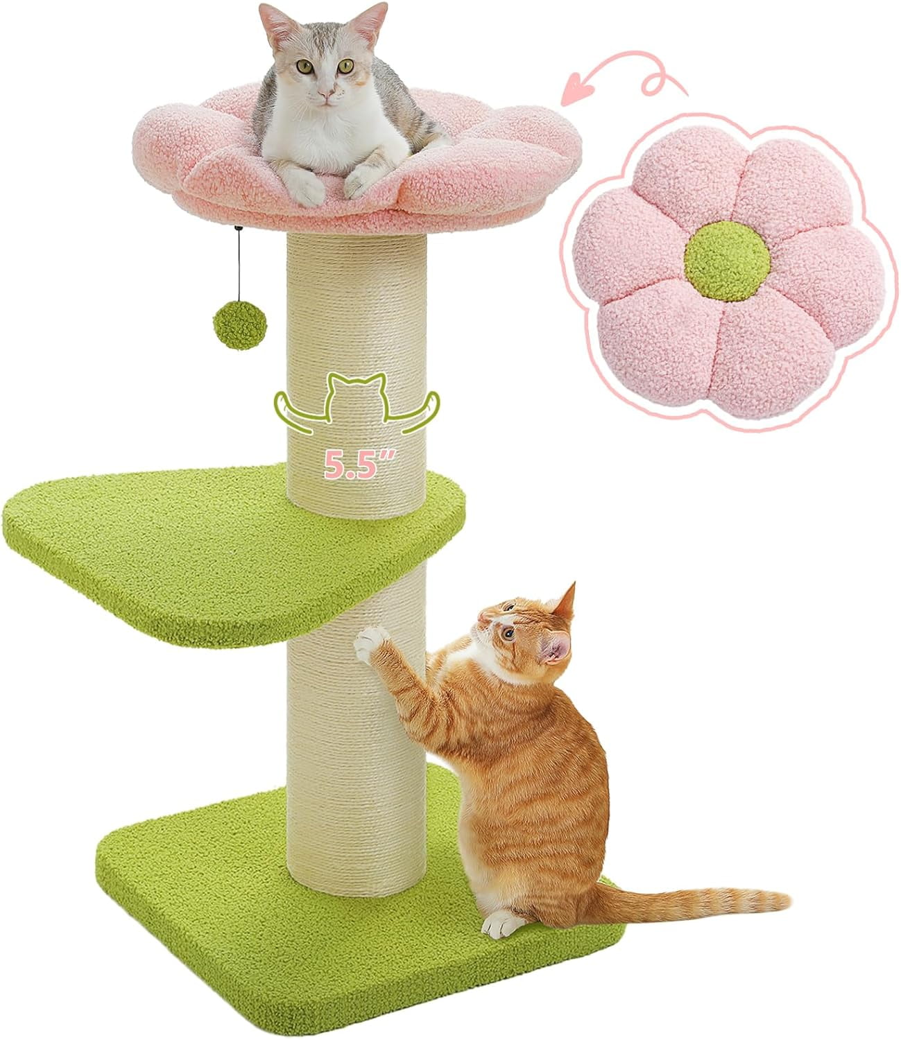 Party 36.2’‘ Cat Scratching Post for Large Cats, Flower Cat Scratcher ...