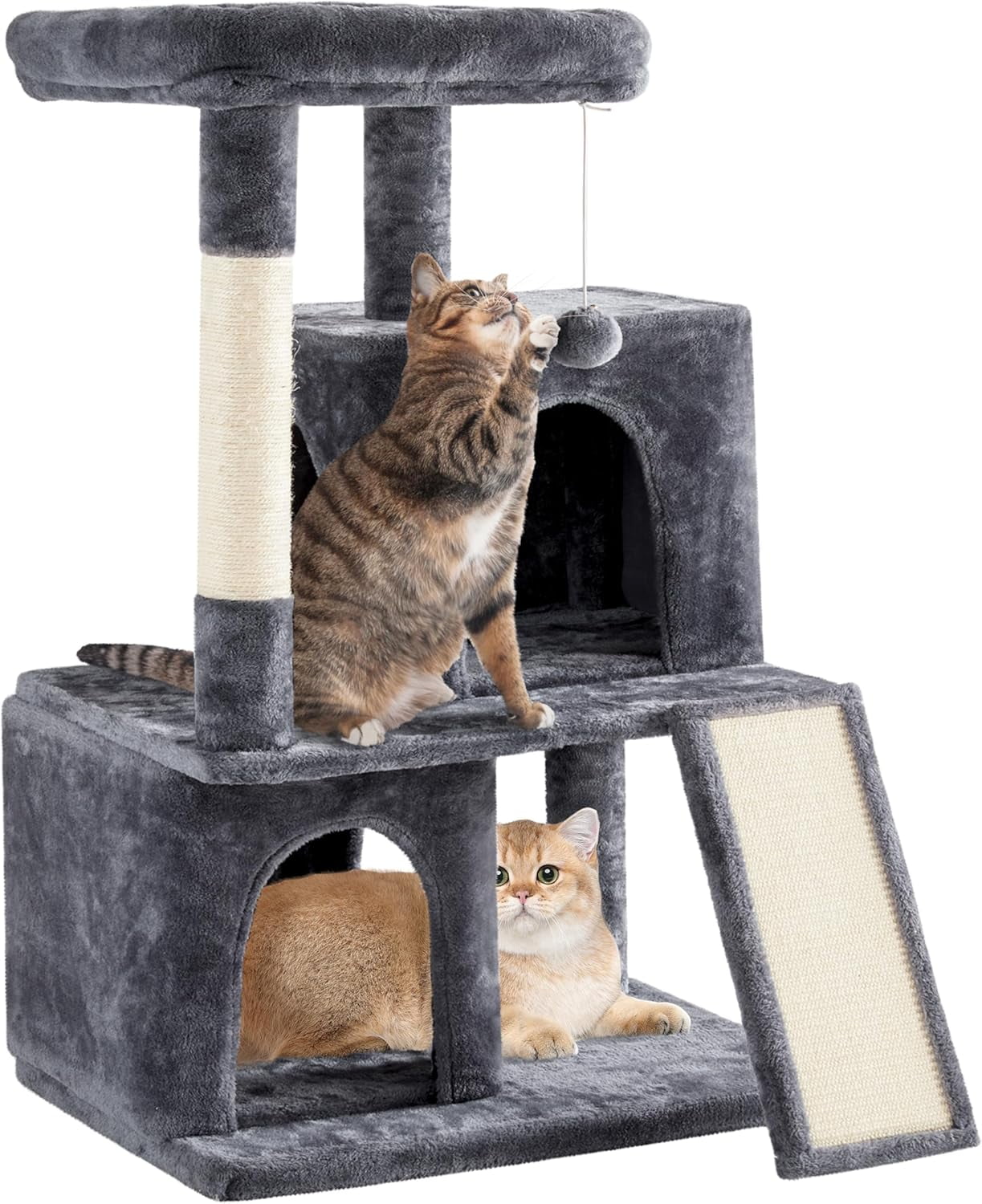 Party 42in Cat Tree Tower with Scratching Posts, Plush Condo, Ramp ...