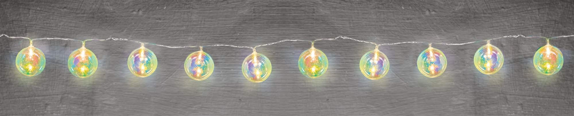 Party 5 3/4' LED String Lights - Battery Operated - Iridescent Balls ...
