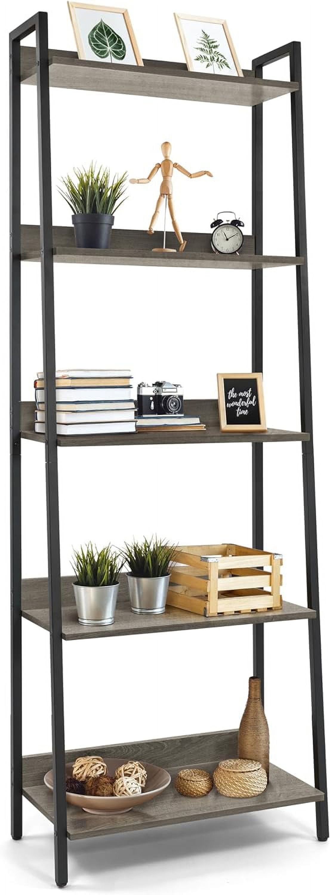Party 5 Tier Ladder Bookshelf, 24 Inch Width Free Standing Shelf ...