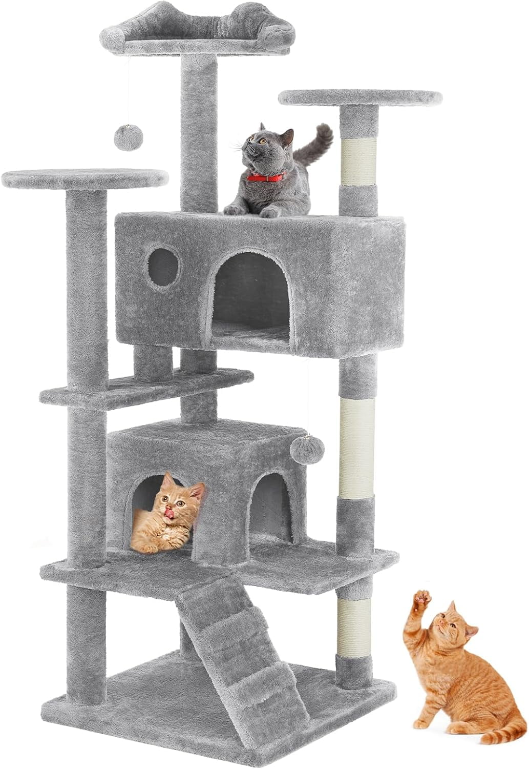 Party 54-Inch Cat Tree Tower – Multi-Level with Sisal Scratching Post ...