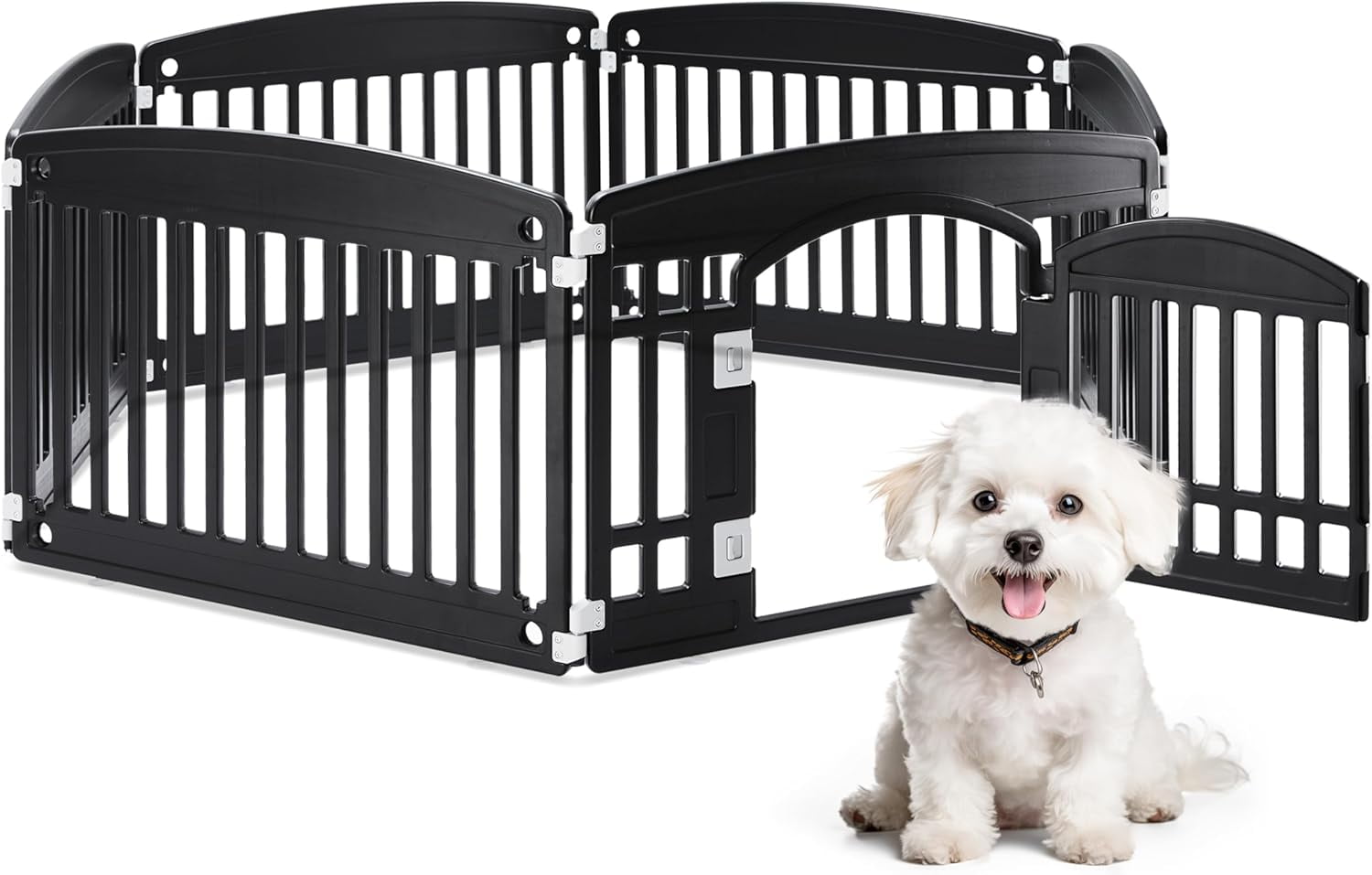 Party 6 Panel 24" Plastic Dog Playpen, Folding & Portable Pet Playpen ...