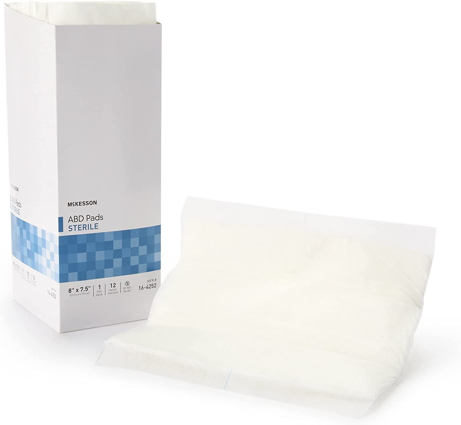 PAWTY Abdominal Pads, Sterile, Nonwoven Cellulose, 7 1/2 in x 8 in, 12 ...